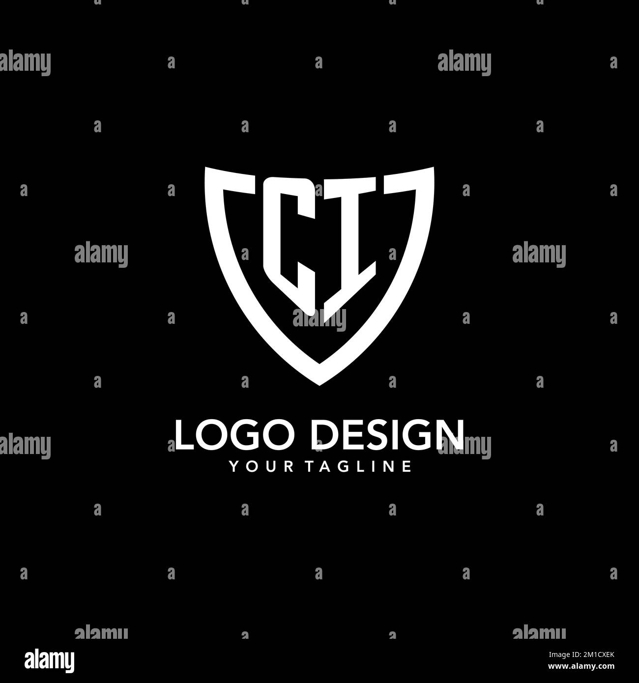 CI monogram initial logo with clean modern shield icon design inspiration Stock Vector Image ...
