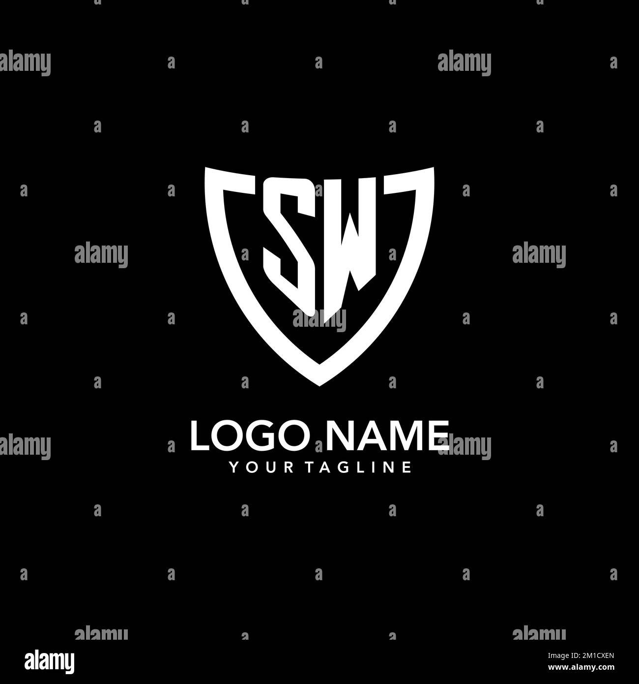 SW monogram initial logo with clean modern shield icon design inspiration Stock Vector Image ...