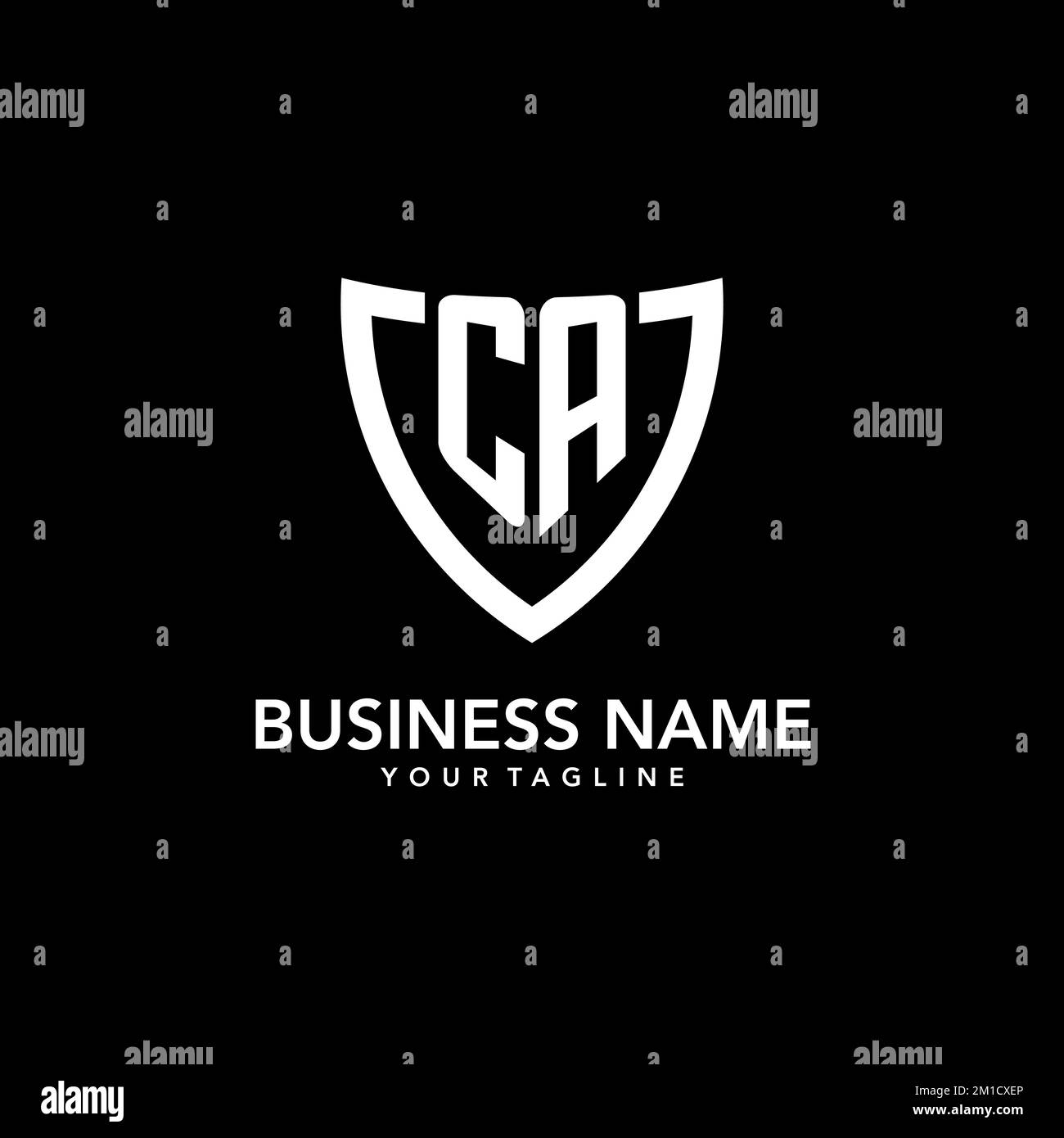 CA monogram initial logo with clean modern shield icon design ...