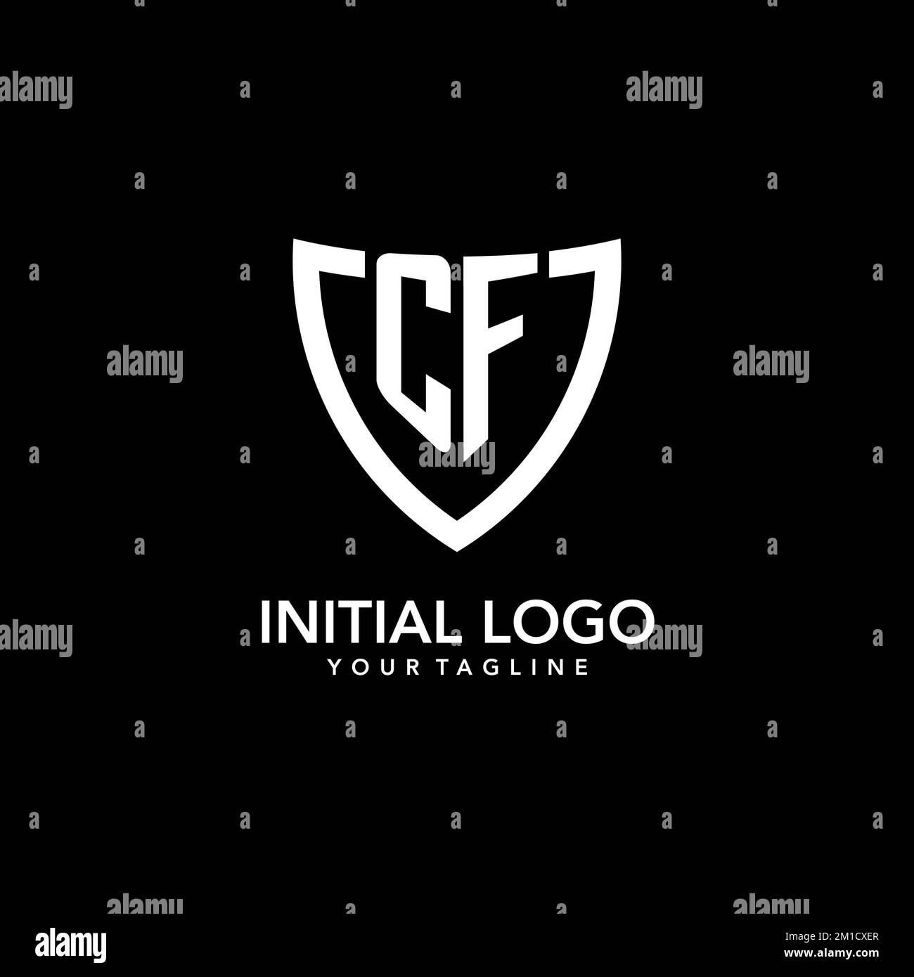 CF monogram initial logo with clean modern shield icon design ...
