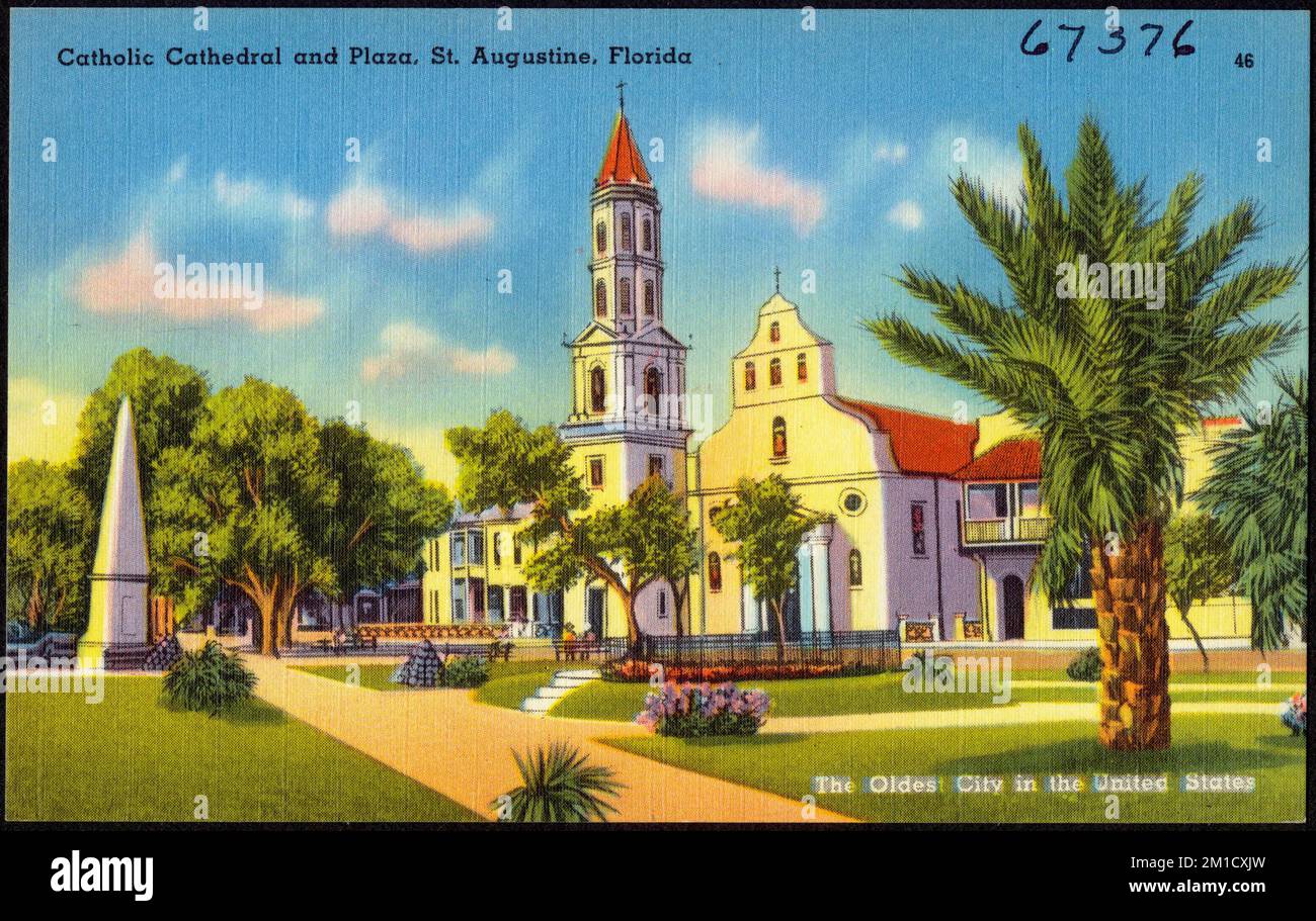 Catholic cathedral and plaza, St. Augustine, Florida, the oldest city ...