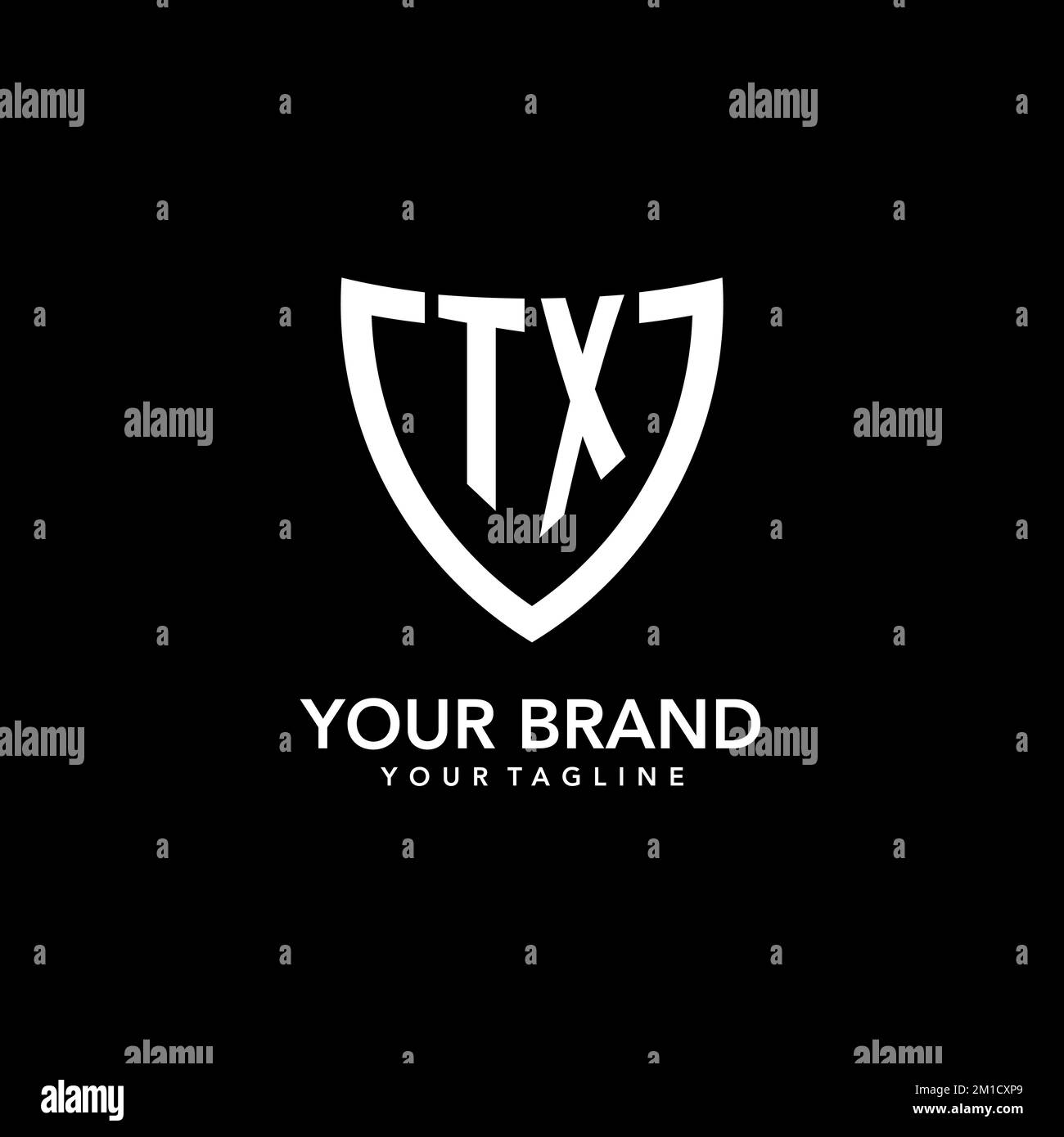 Tx Monogram Initial Logo With Clean Modern Shield Icon Design Inspiration Stock Vector Image