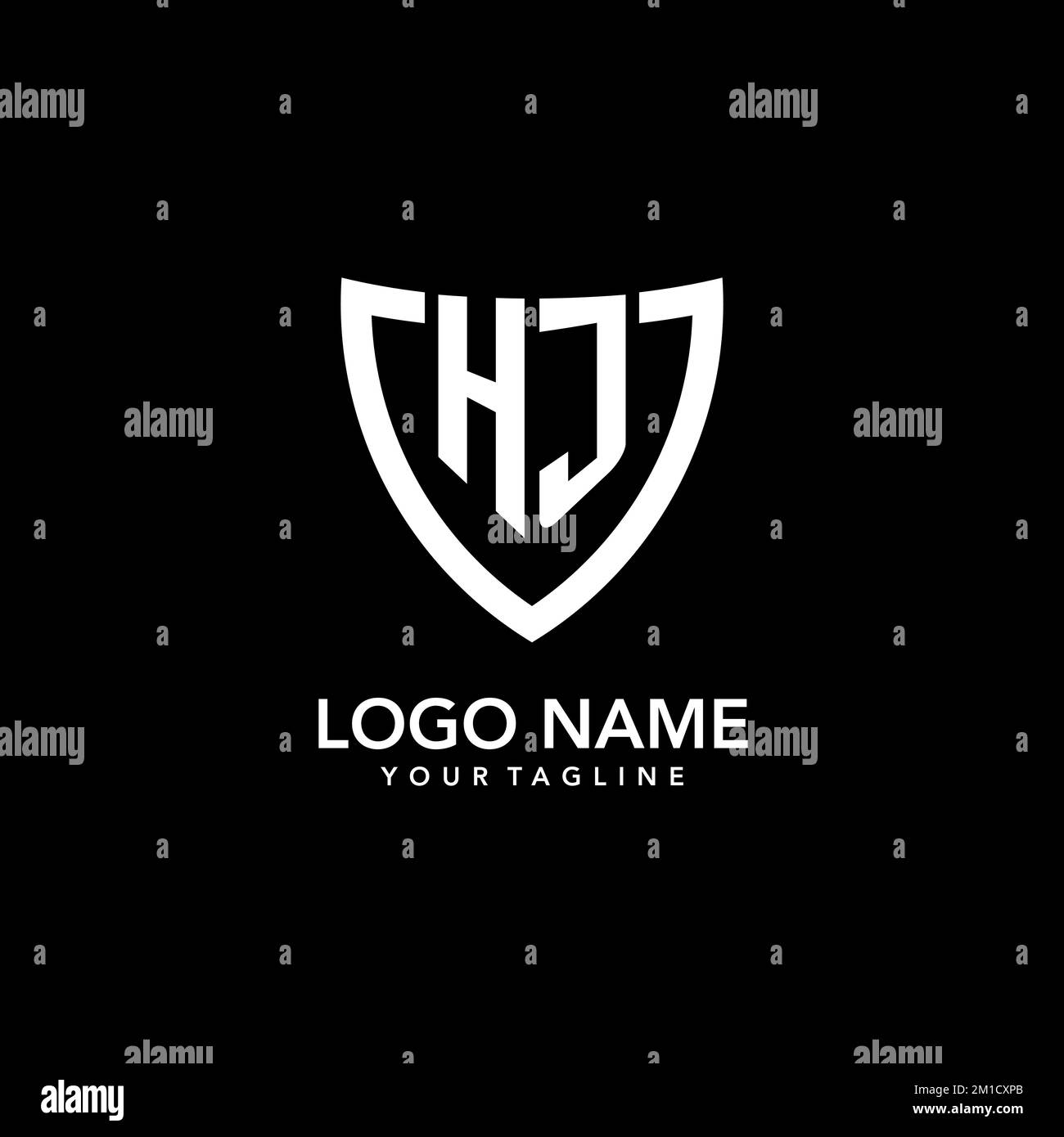 HJ monogram initial logo with clean modern shield icon design ...
