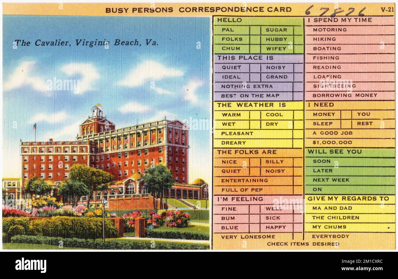 The Cavalier, Virginia Beach, Va. , Hotels, Tichnor Brothers Collection ...