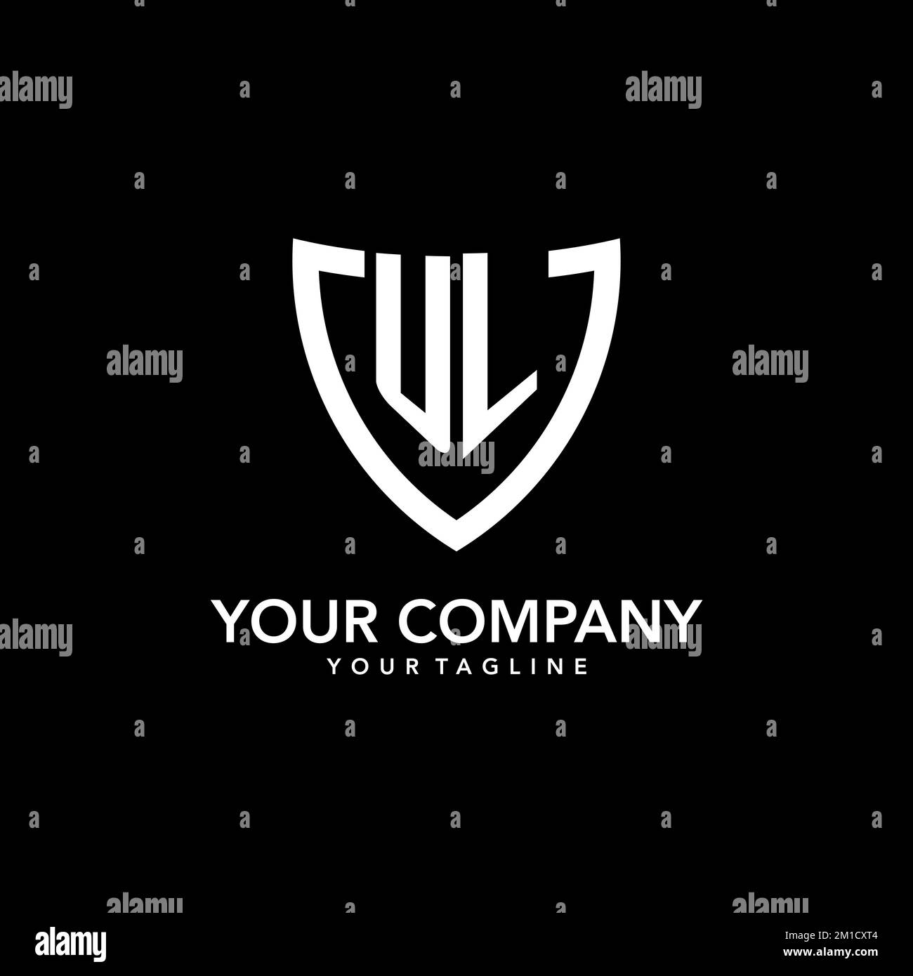 UL monogram initial logo with clean modern shield icon design ...