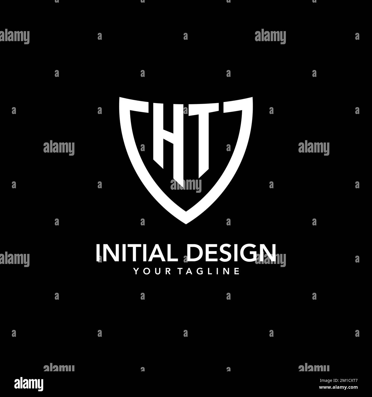 HT monogram initial logo with clean modern shield icon design ...