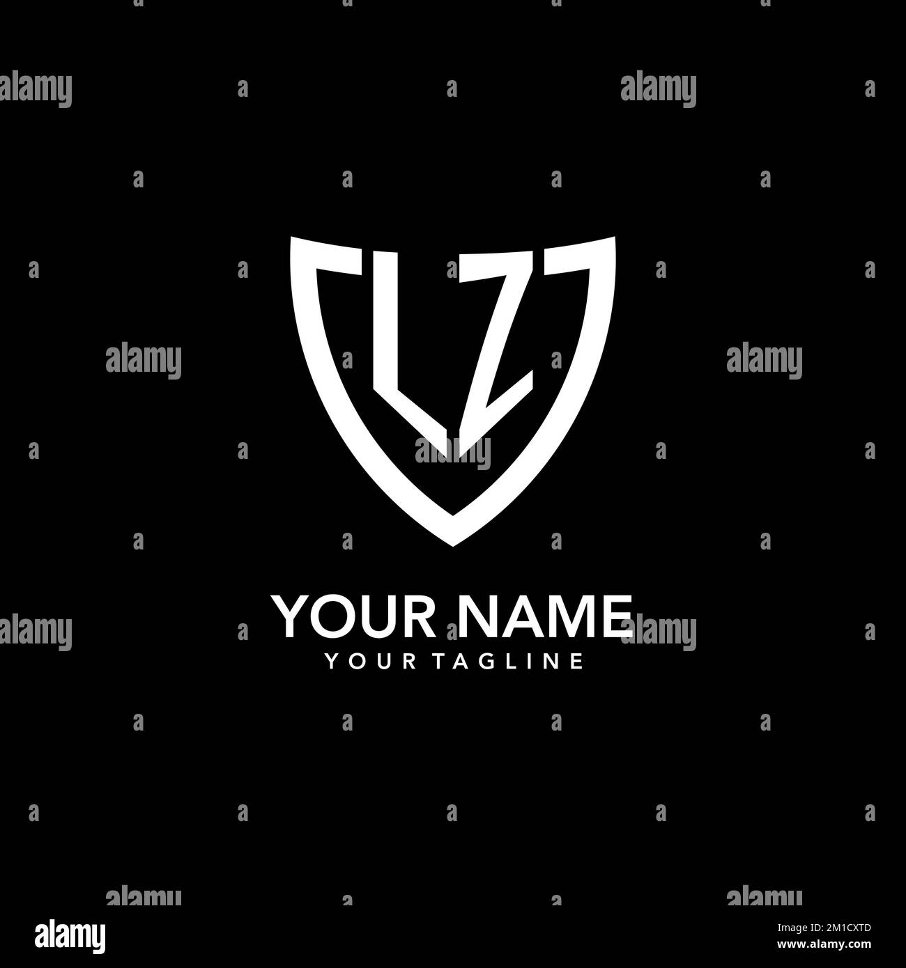 LZ monogram initial logo with clean modern shield icon design ...