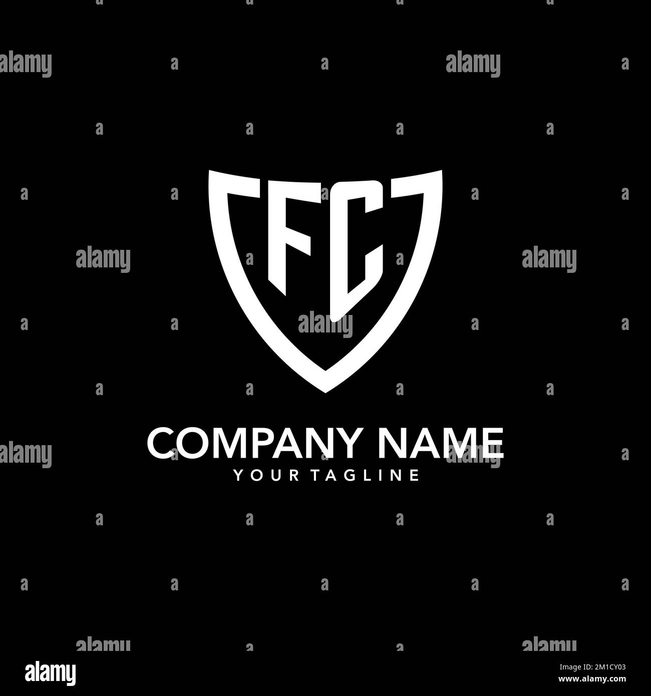 FC monogram initial logo with clean modern shield icon design ...
