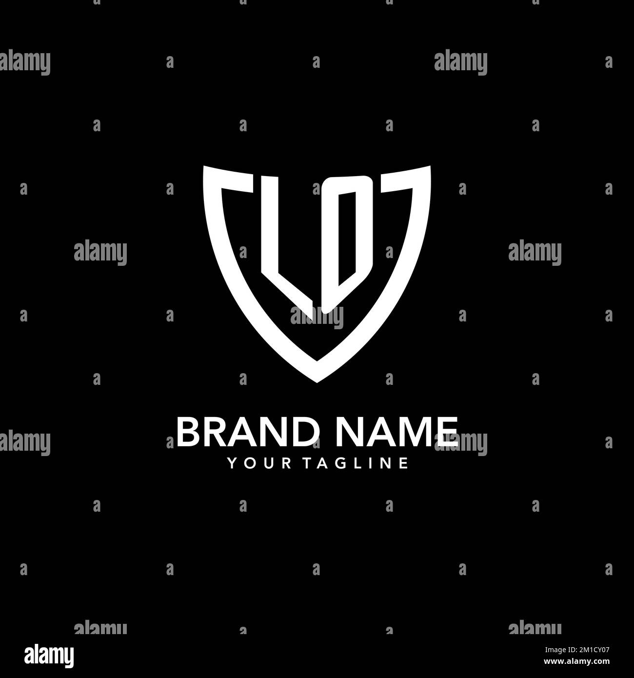 LO monogram initial logo with clean modern shield icon design ...