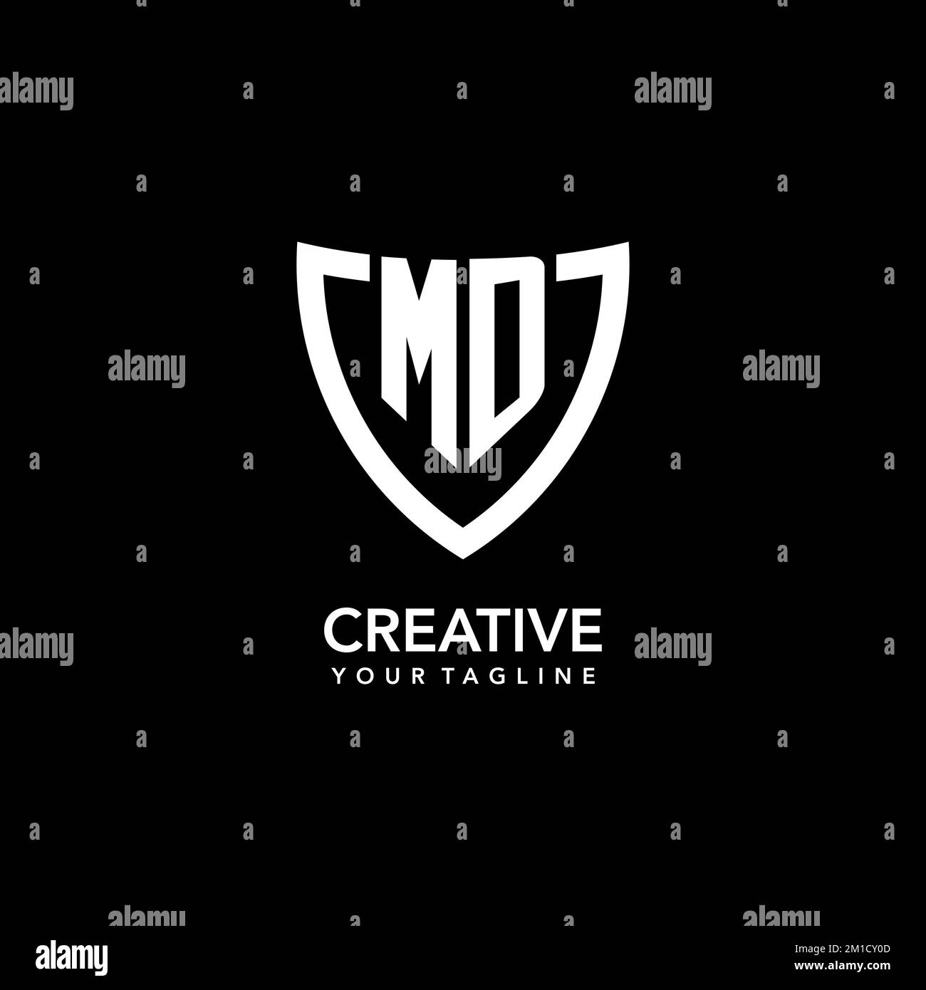 MD monogram initial logo with clean modern shield icon design ...