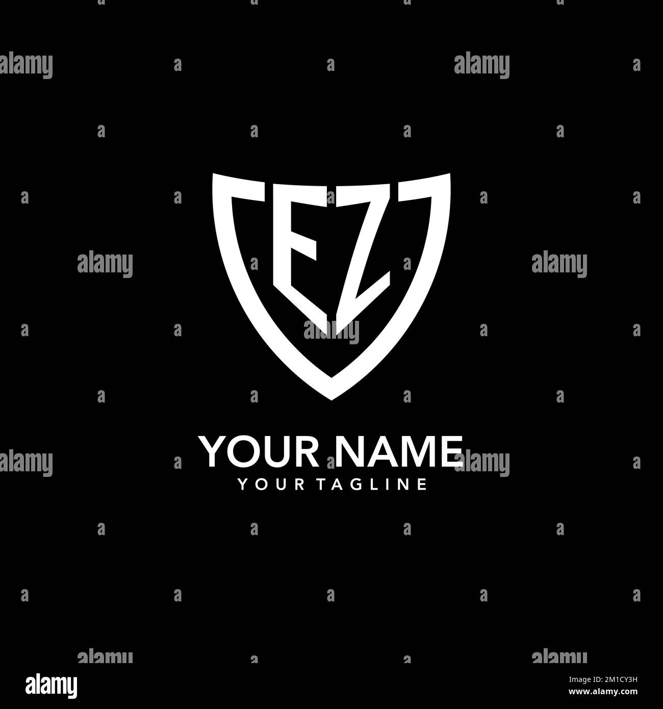 EZ monogram initial logo with clean modern shield icon design ... EZ monogram initial logo with clean modern shield icon design ...
