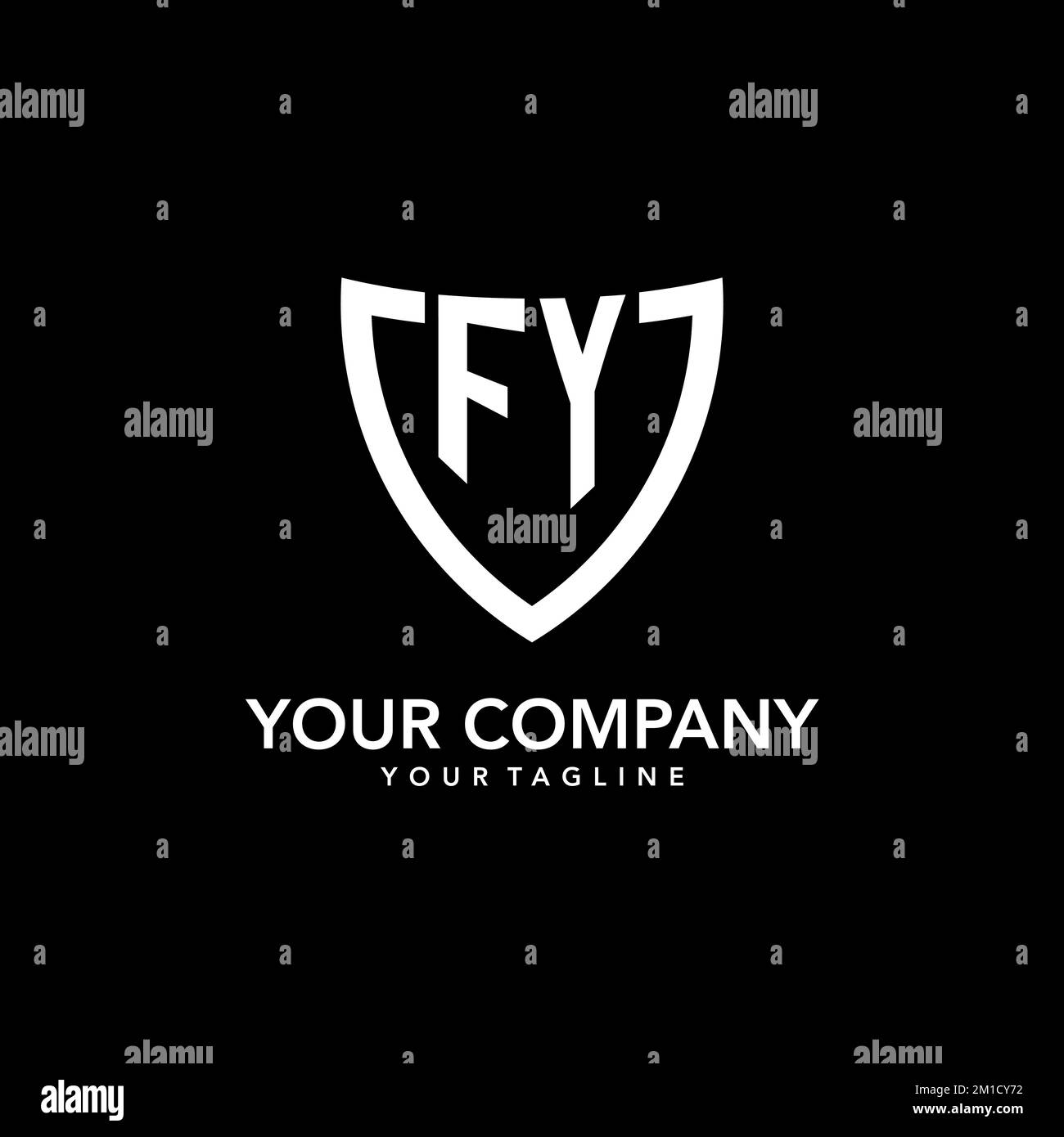 FY monogram initial logo with clean modern shield icon design ...