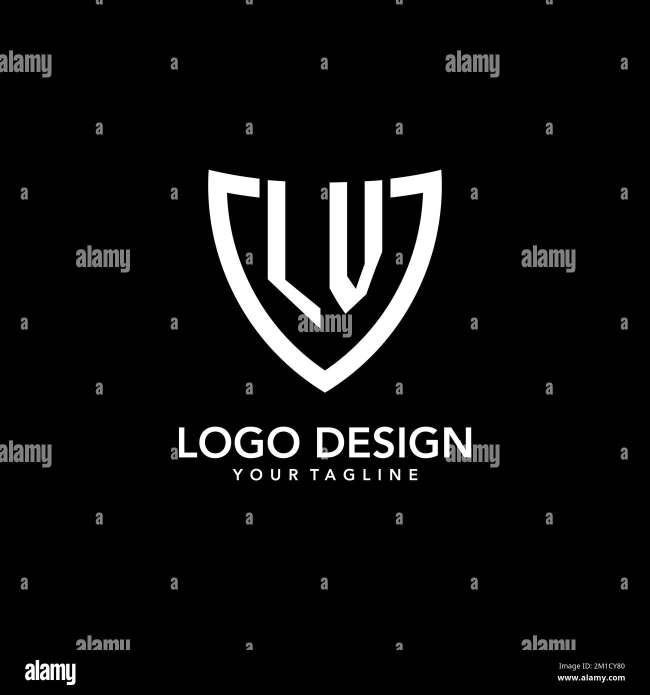 LV monogram initial logo with clean modern shield icon design ...