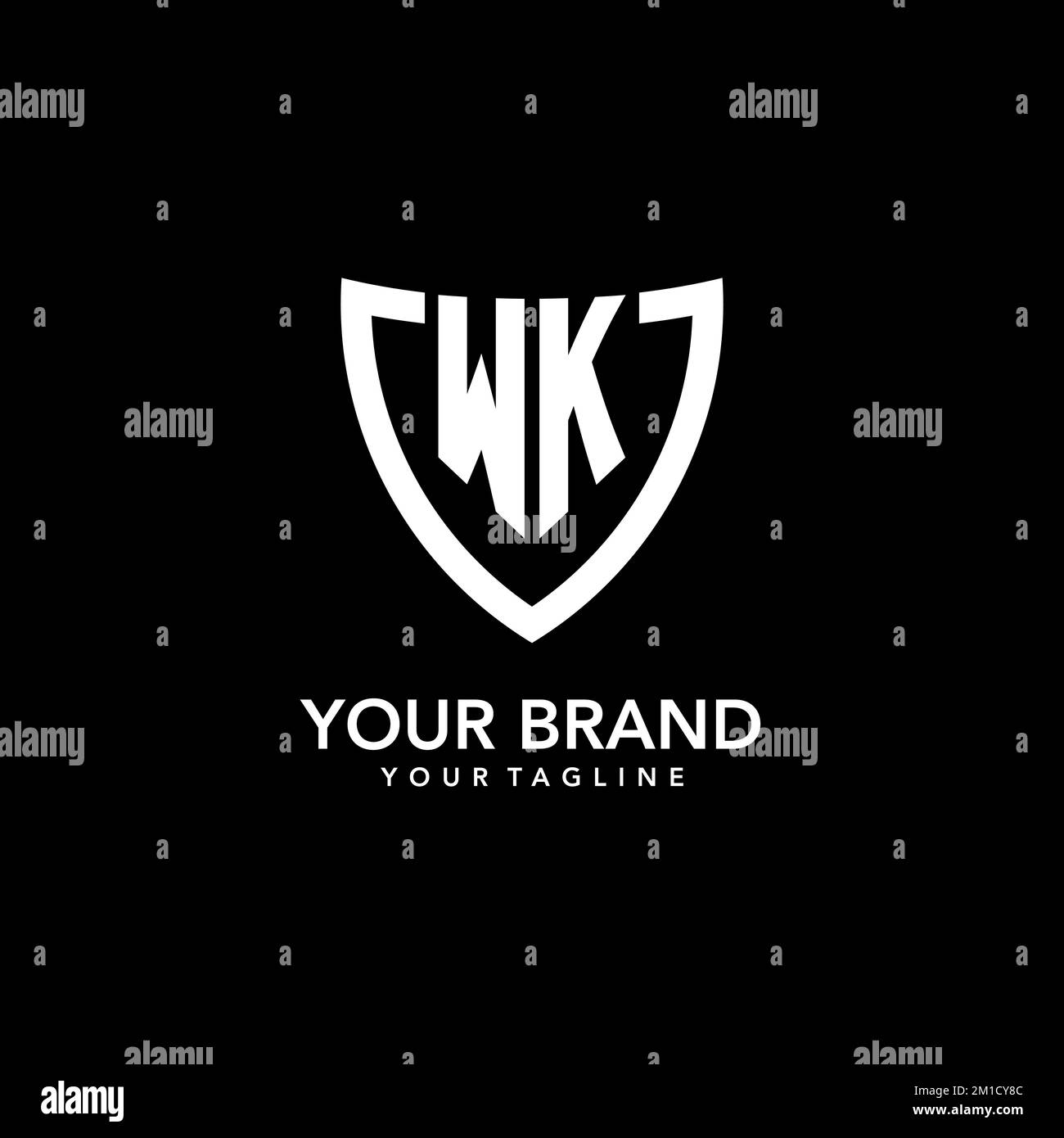 WK monogram initial logo with clean modern shield icon design ... WK monogram initial logo with clean modern shield icon design ...