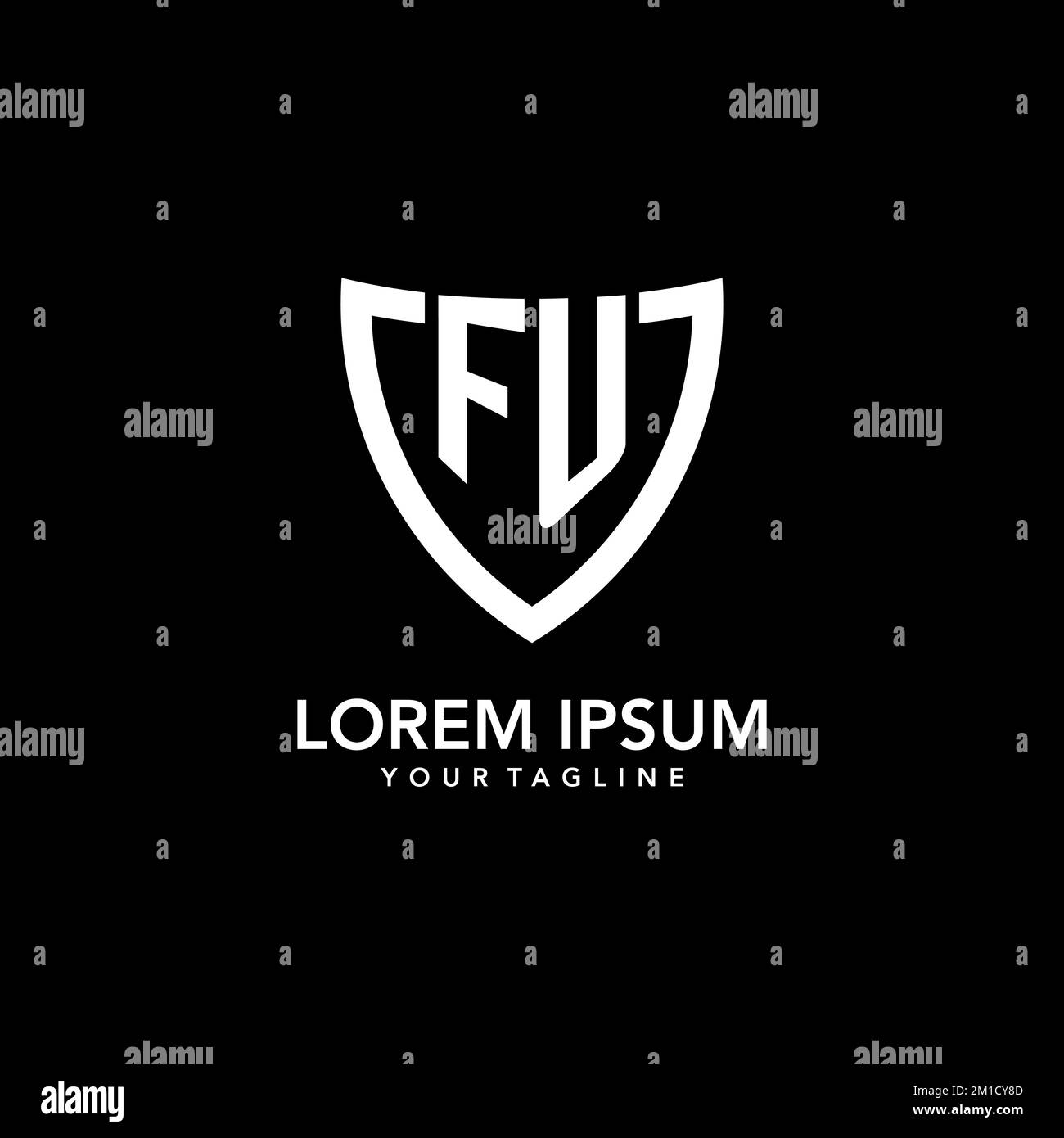 FU monogram initial logo with clean modern shield icon design ...