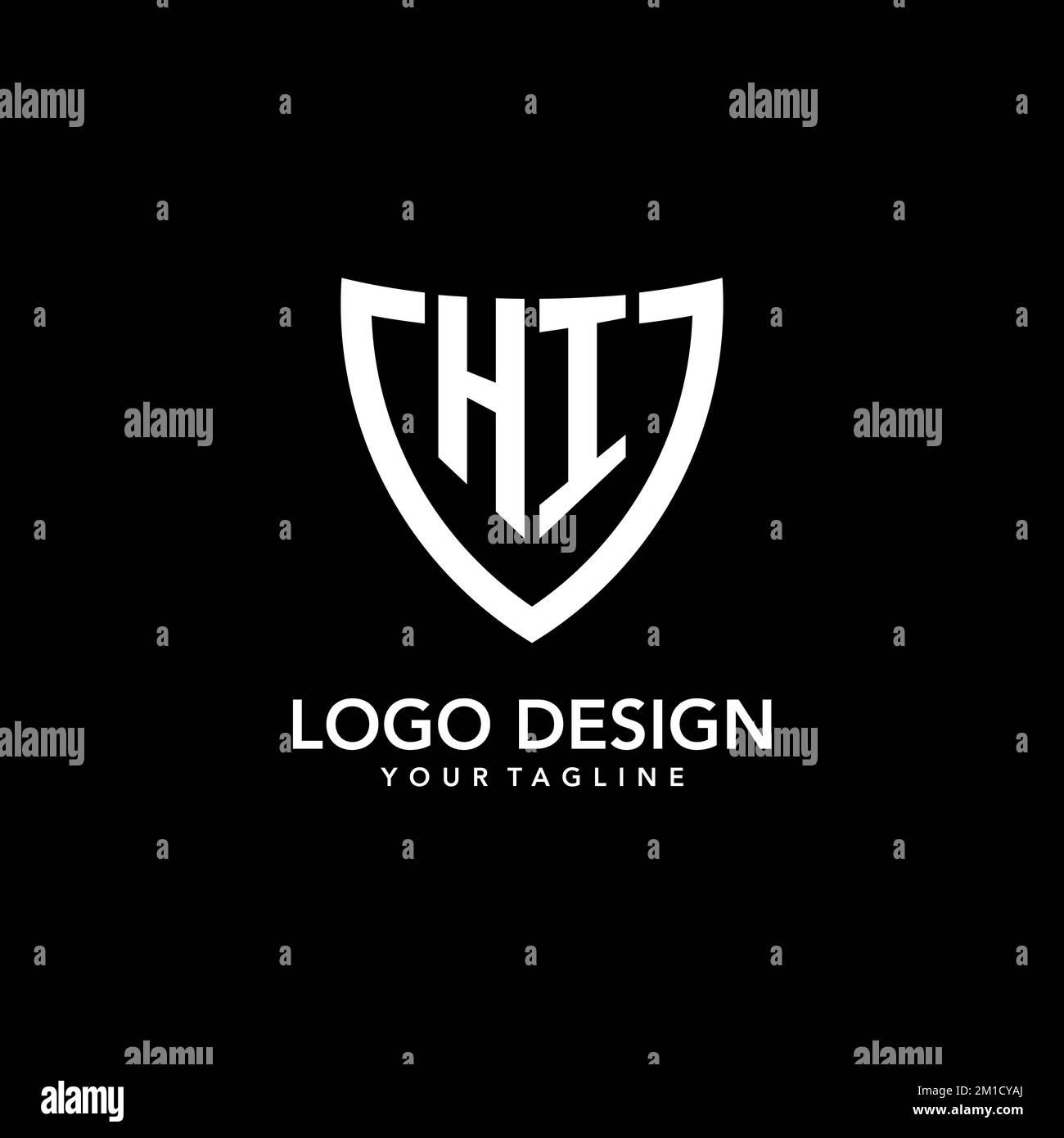 HI monogram initial logo with clean modern shield icon design ...