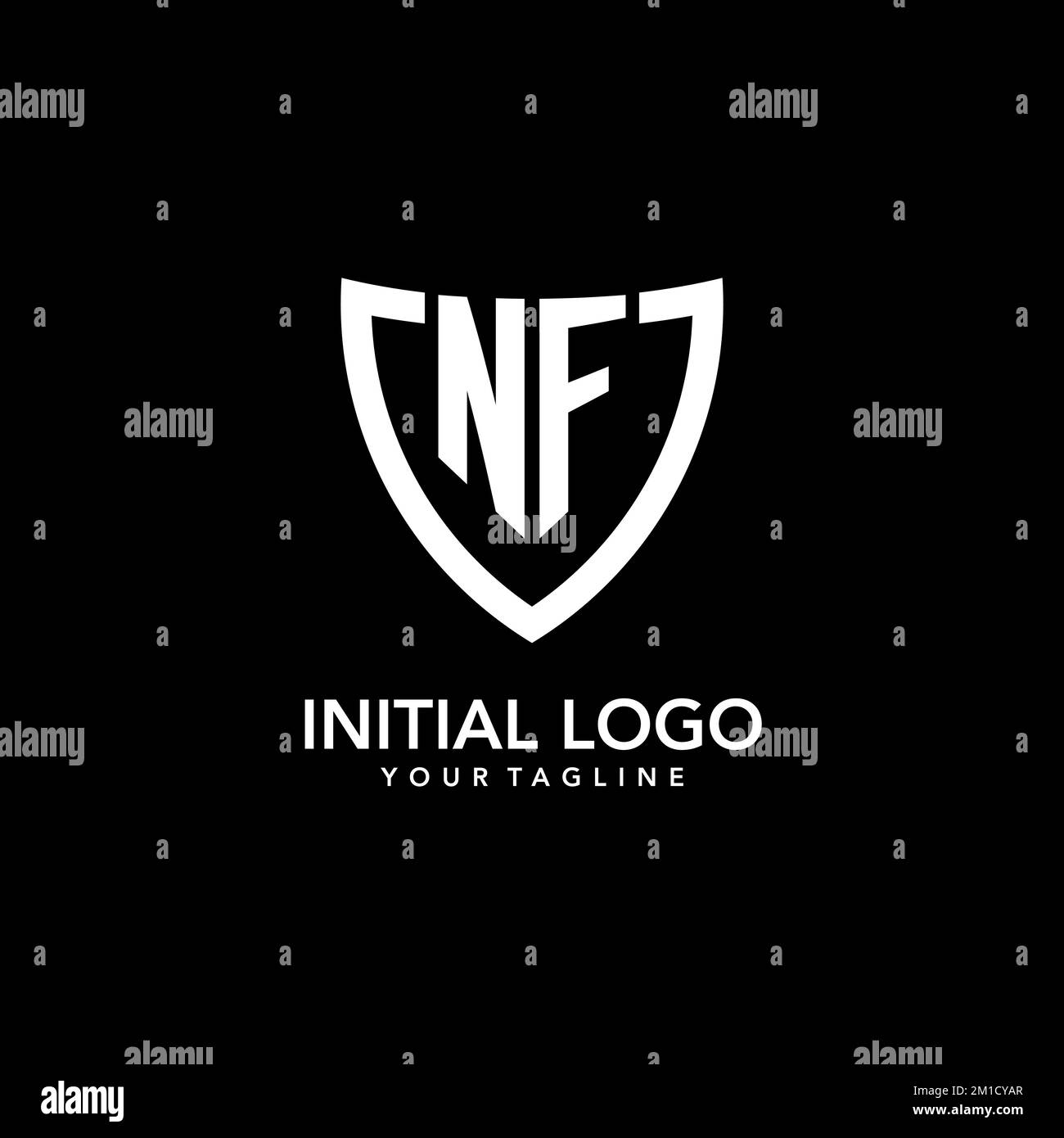 NF monogram initial logo with clean modern shield icon design ...