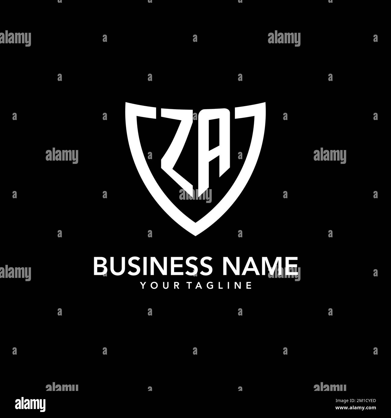 ZA monogram initial logo with clean modern shield icon design ...
