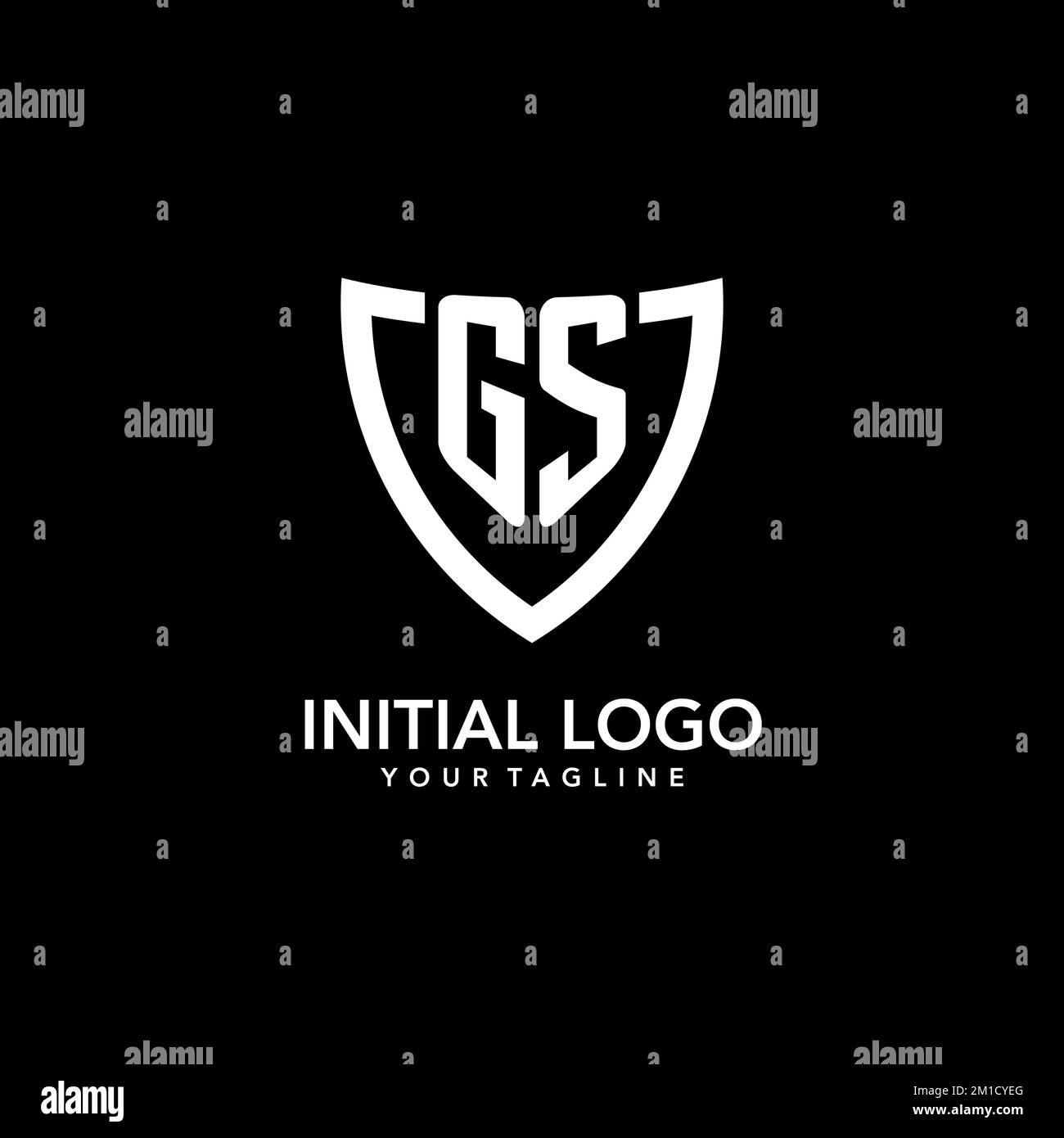 GS monogram initial logo with clean modern shield icon design ...