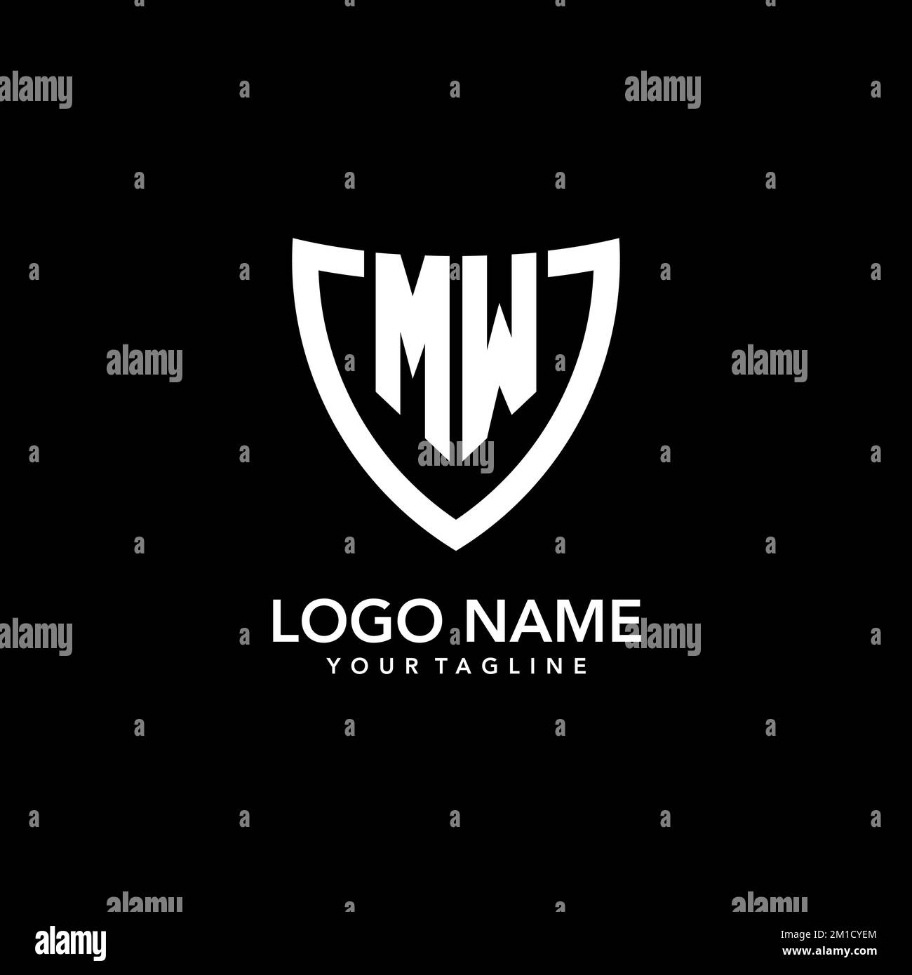 MW monogram initial logo with clean modern shield icon design inspiration Stock Vector Image ...
