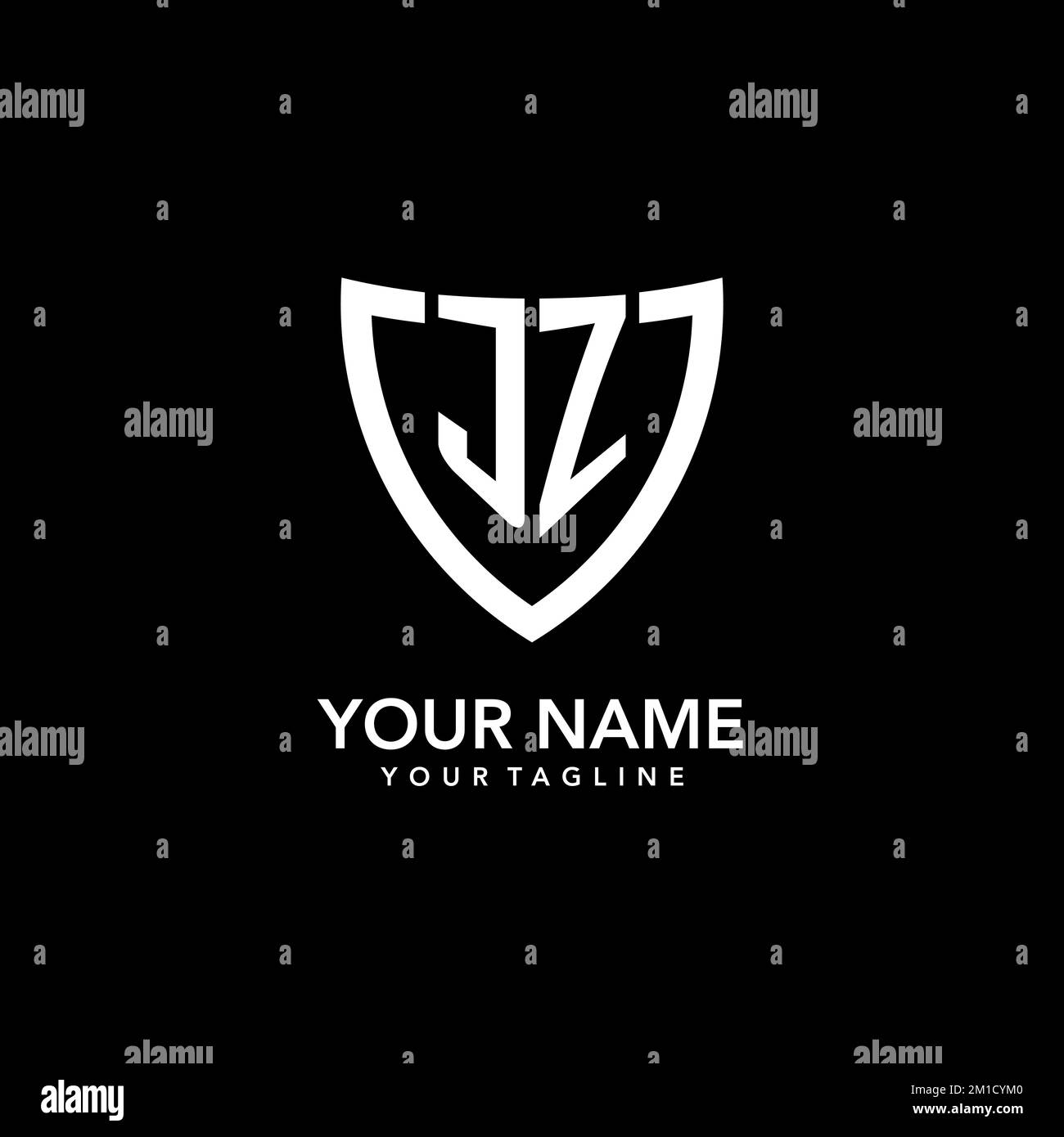 JZ monogram initial logo with clean modern shield icon design ...