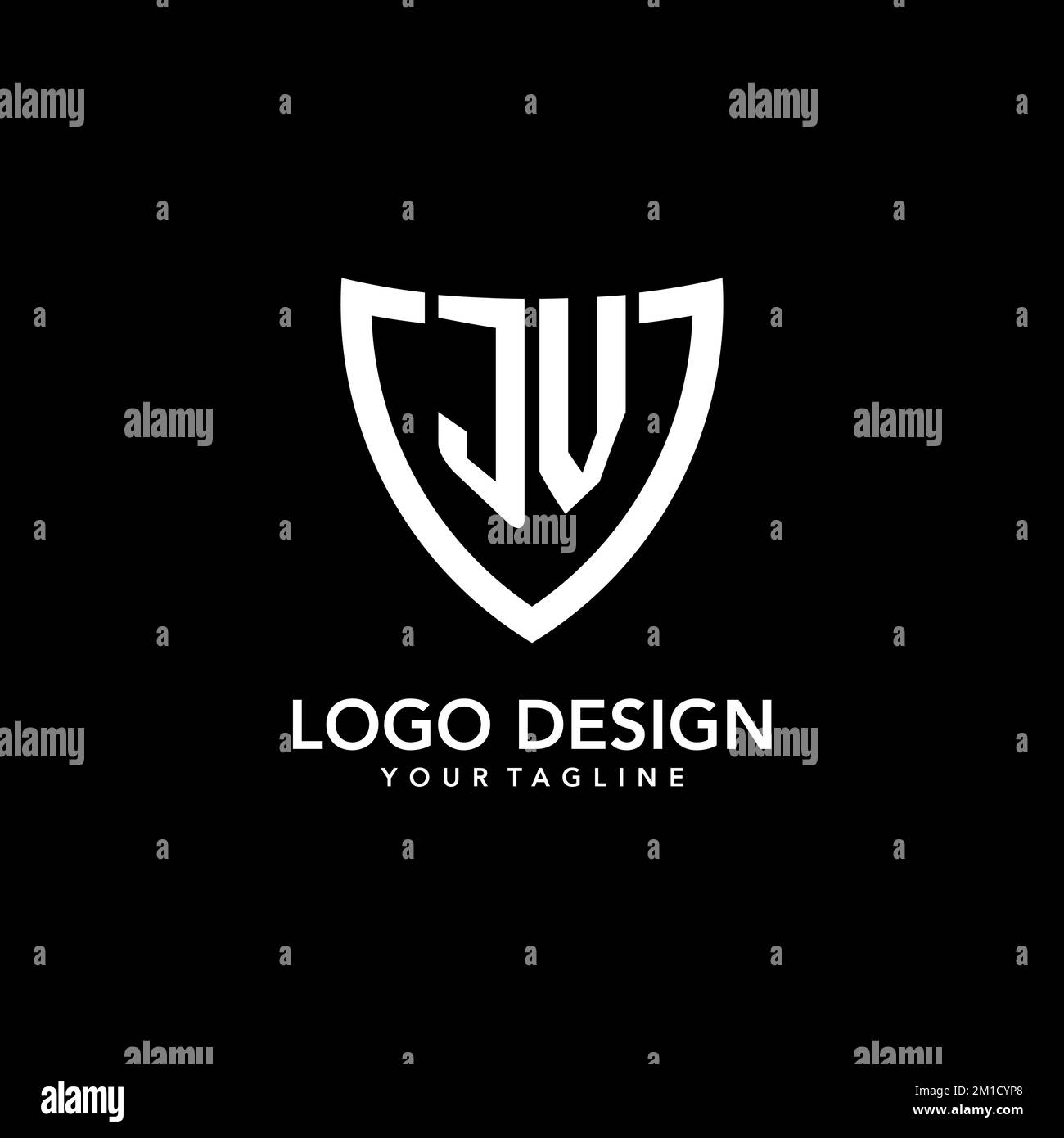 JV monogram initial logo with clean modern shield icon design ...