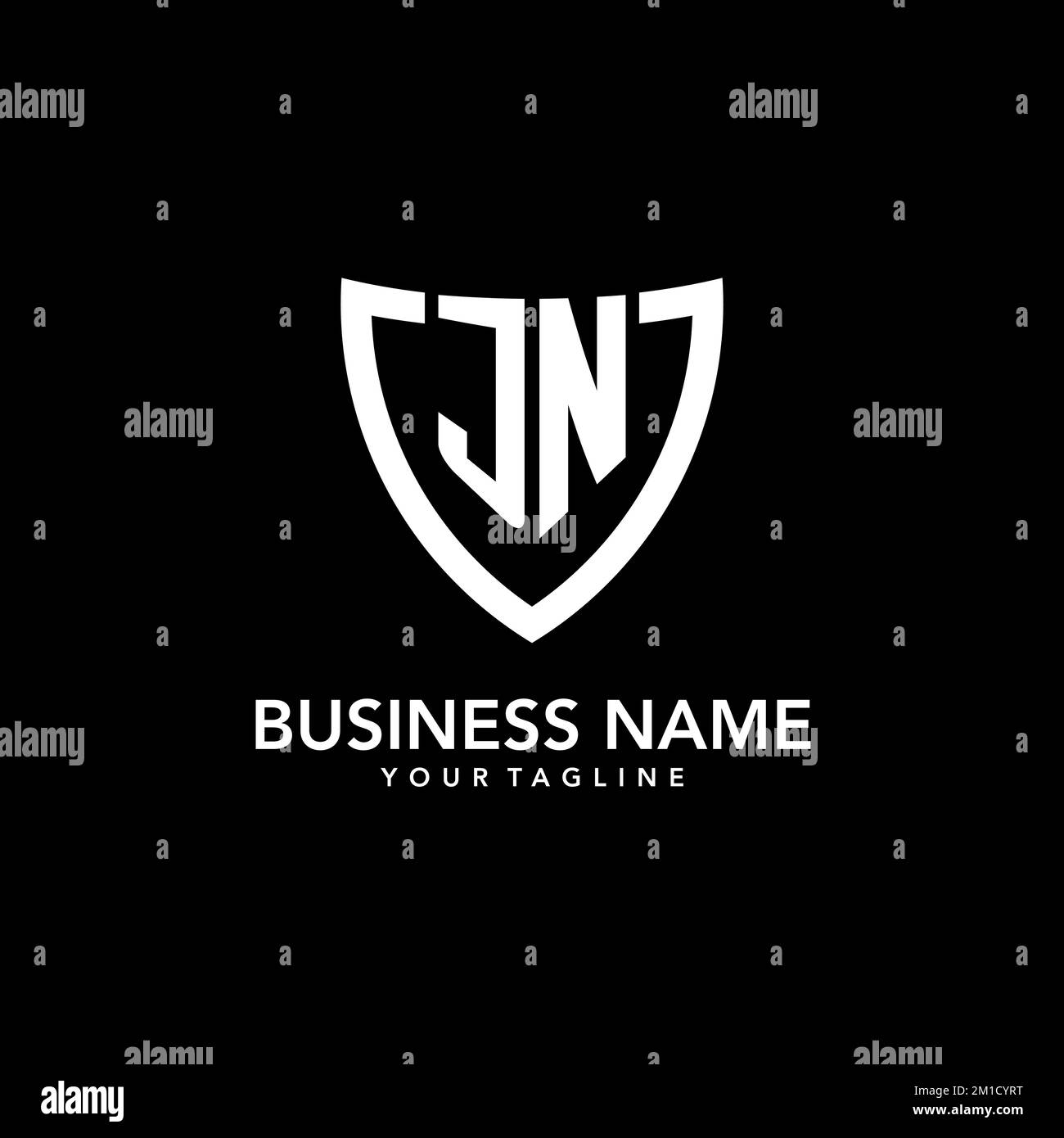 JN monogram initial logo with clean modern shield icon design ...