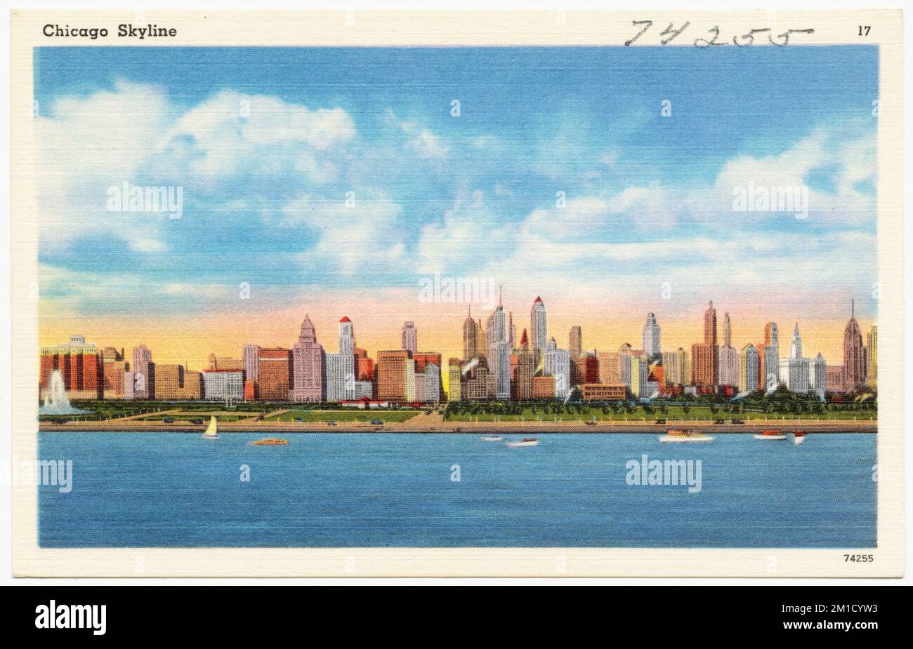 Chicago skyline , Cities & towns, Tichnor Brothers Collection ...