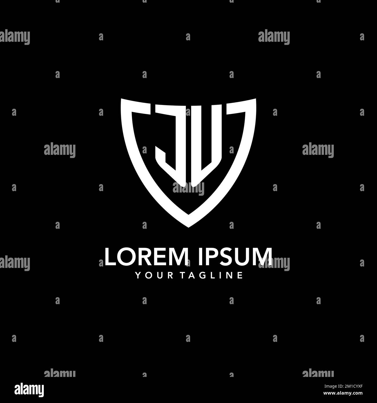 JU monogram initial logo with clean modern shield icon design ...