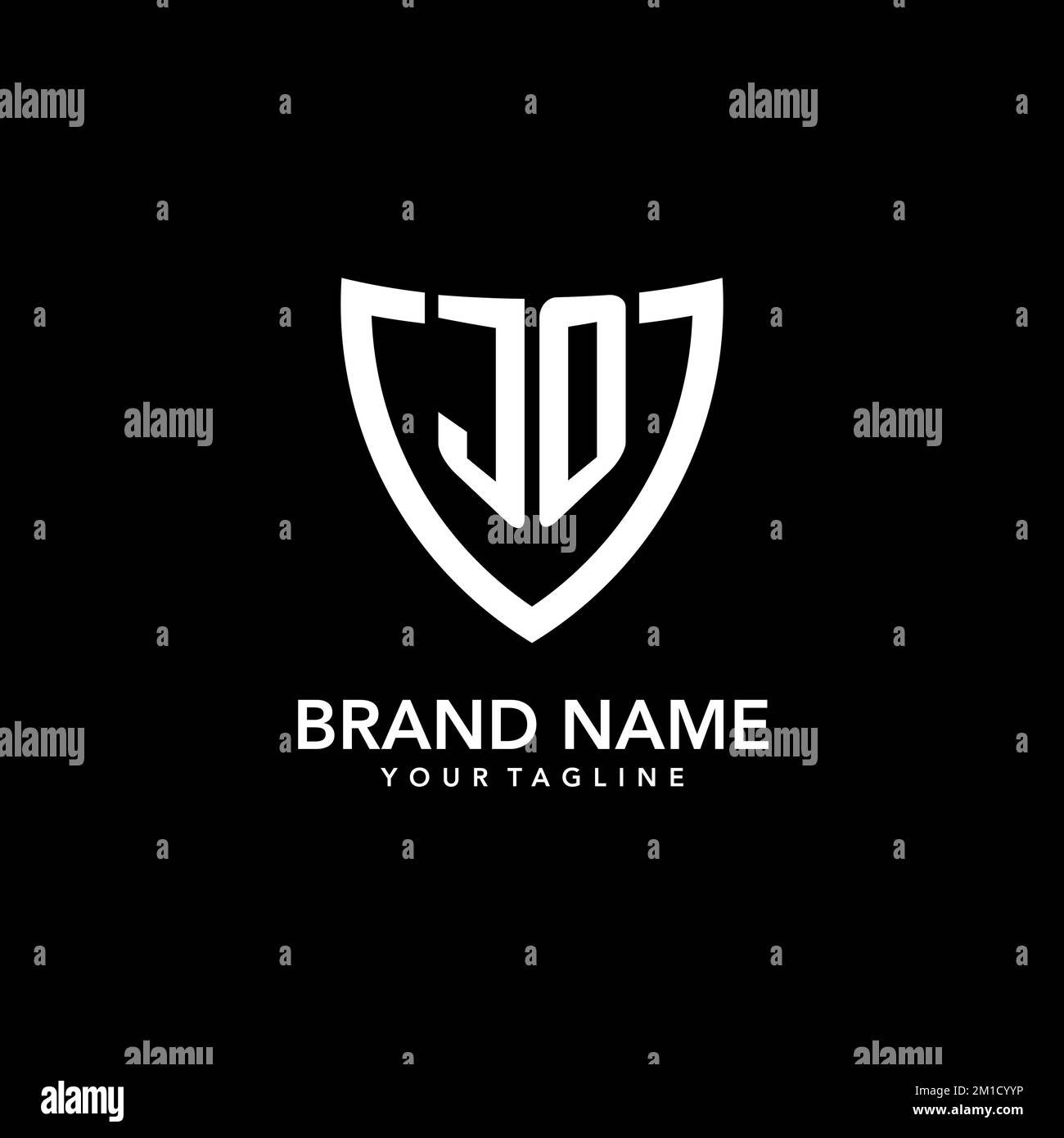 JO monogram initial logo with clean modern shield icon design ...