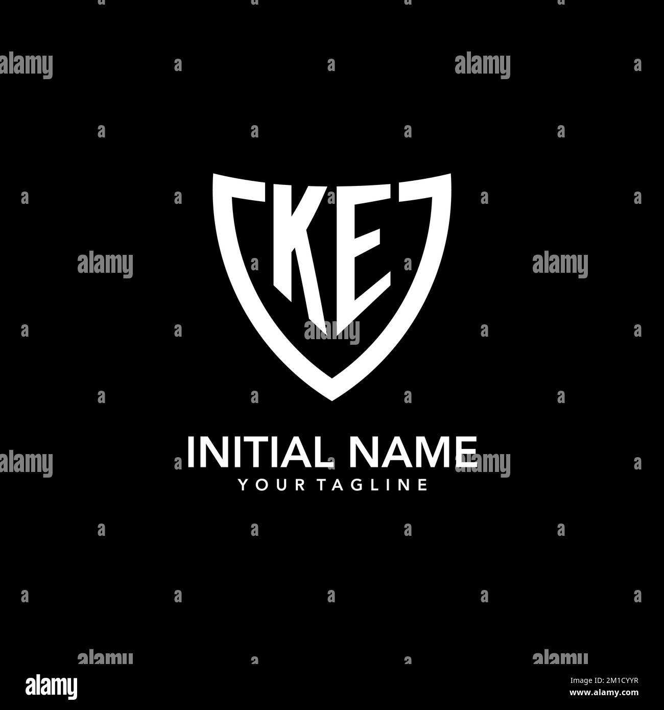 KE monogram initial logo with clean modern shield icon design ...
