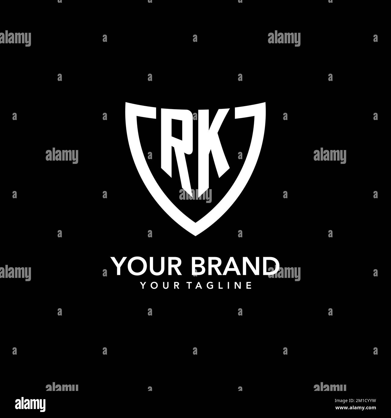 RK monogram initial logo with clean modern shield icon design ...