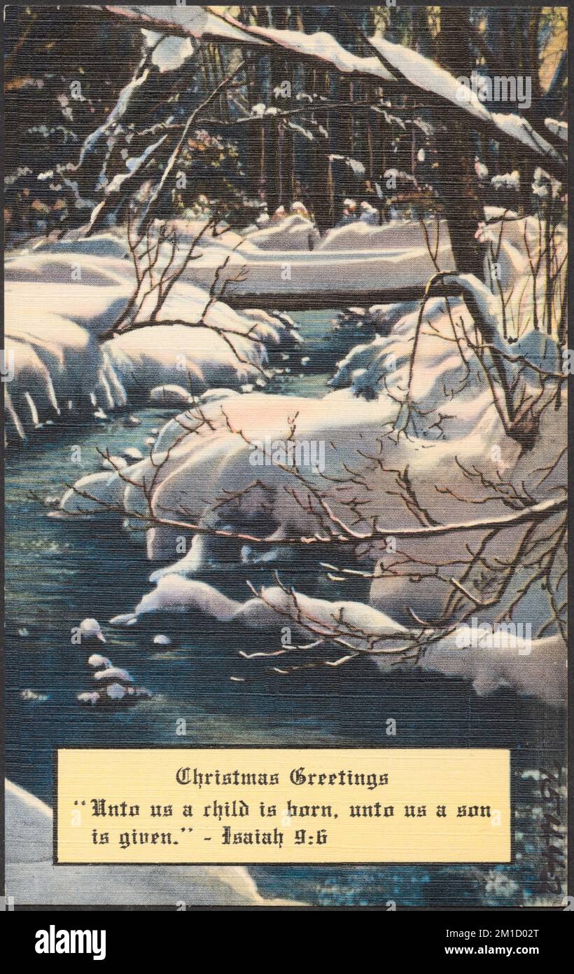 Christmas greetings. 'Unto us a child is born, unto us a son is given ...