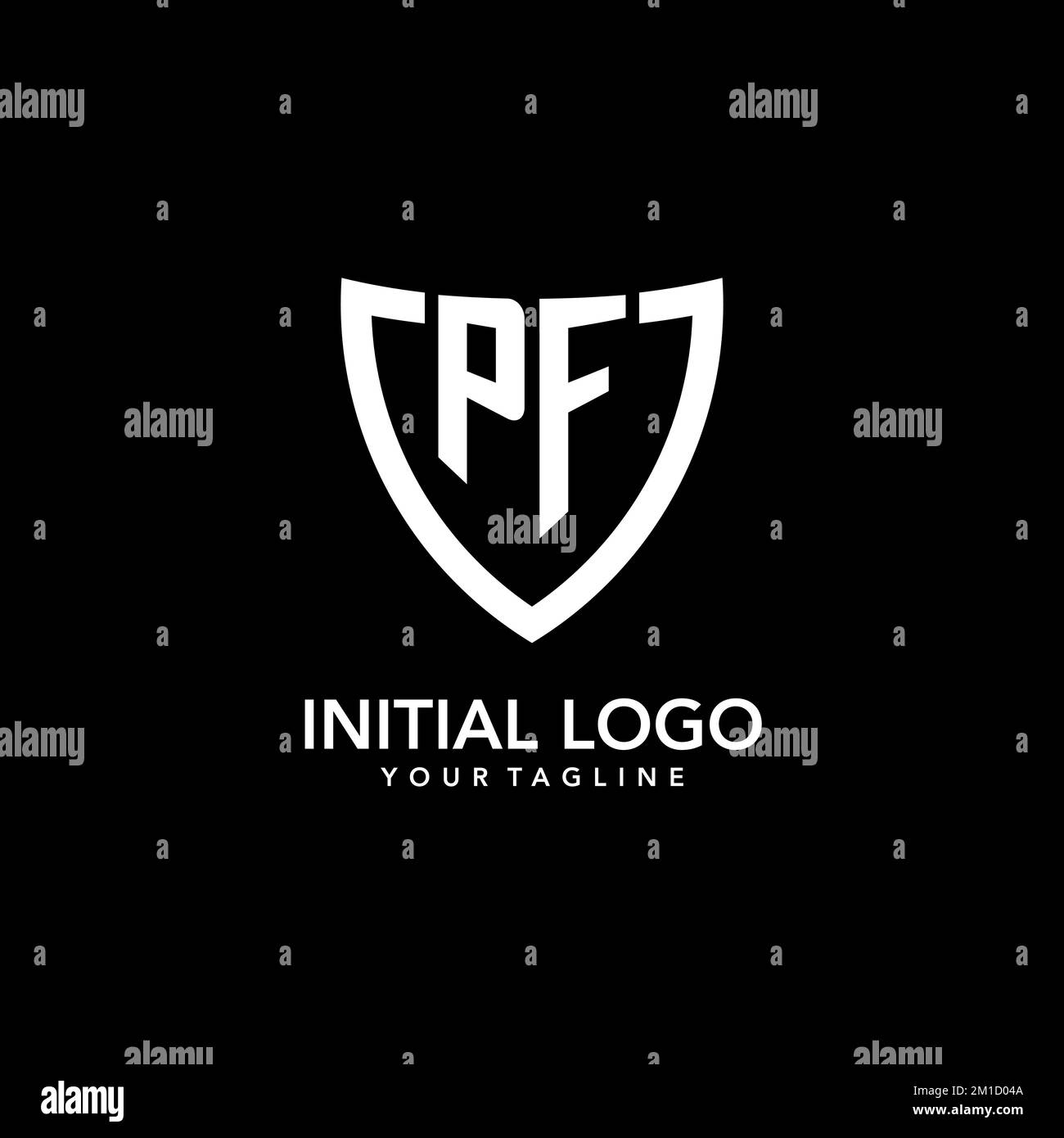 PF monogram initial logo with clean modern shield icon design ...
