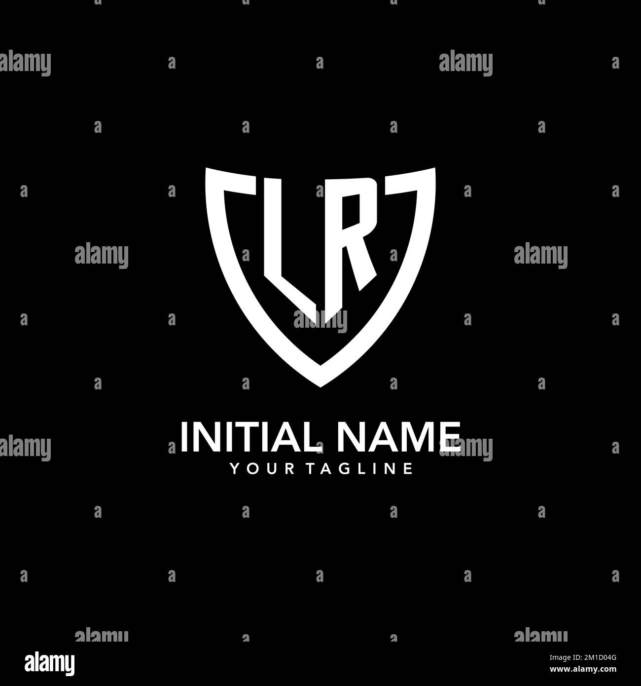 LR monogram initial logo with clean modern shield icon design ...