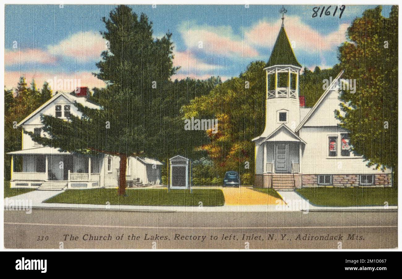 The Church of the Lakes, rectory to left. Inlet, N. Y., Adirondack Mts ...