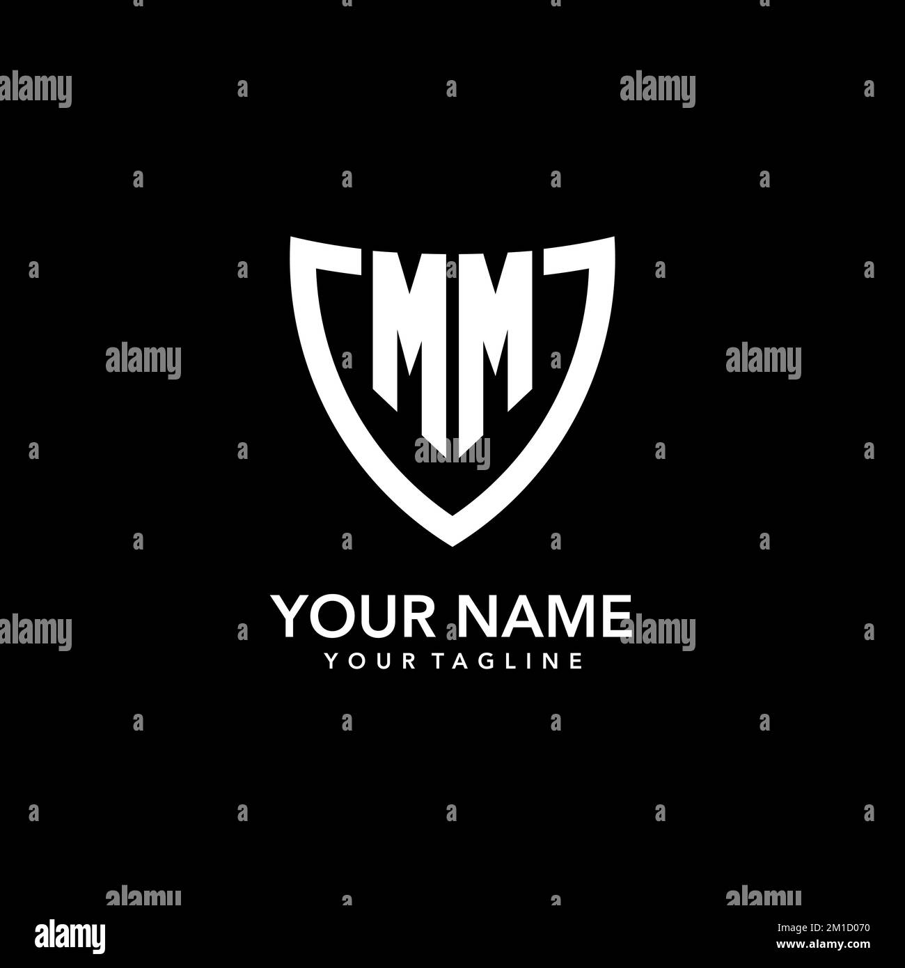 MM monogram initial logo with clean modern shield icon design ...