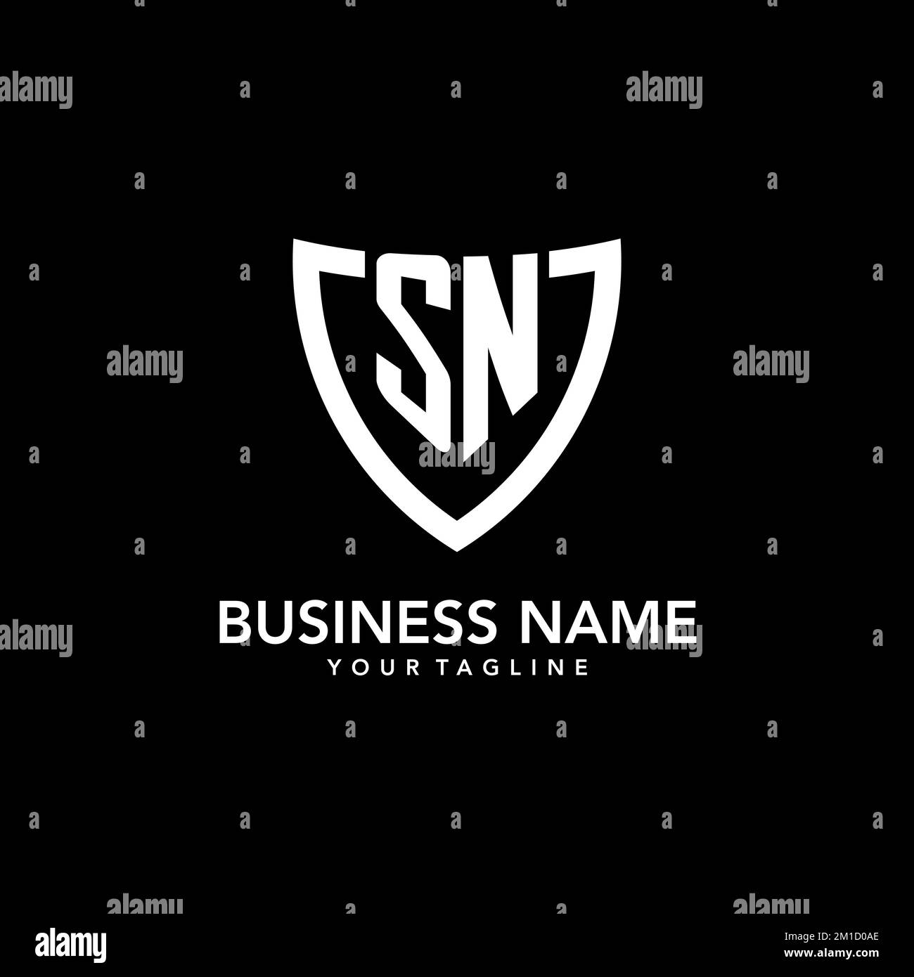 SN monogram initial logo with clean modern shield icon design ...