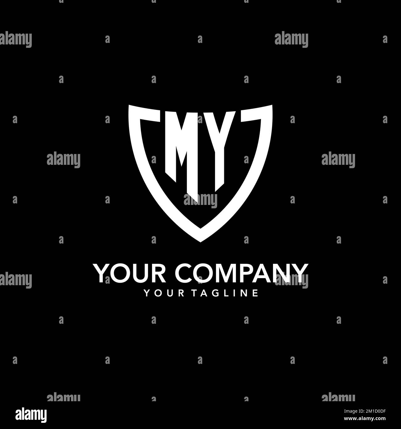 MY monogram initial logo with clean modern shield icon design ...