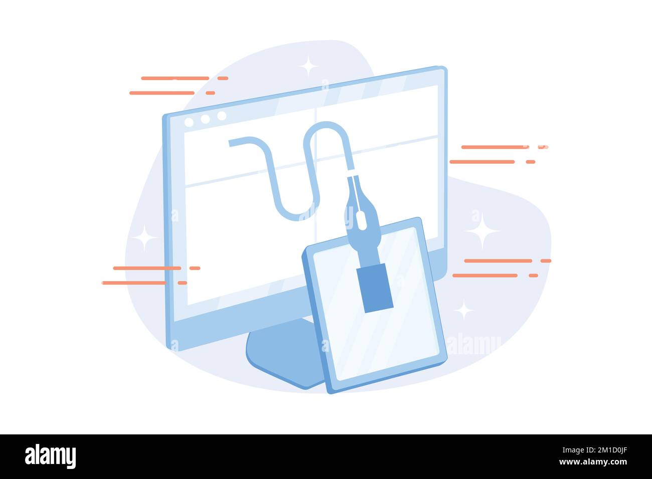 Editable drawings creating. Graphic tablet, computer design, webdesign ...