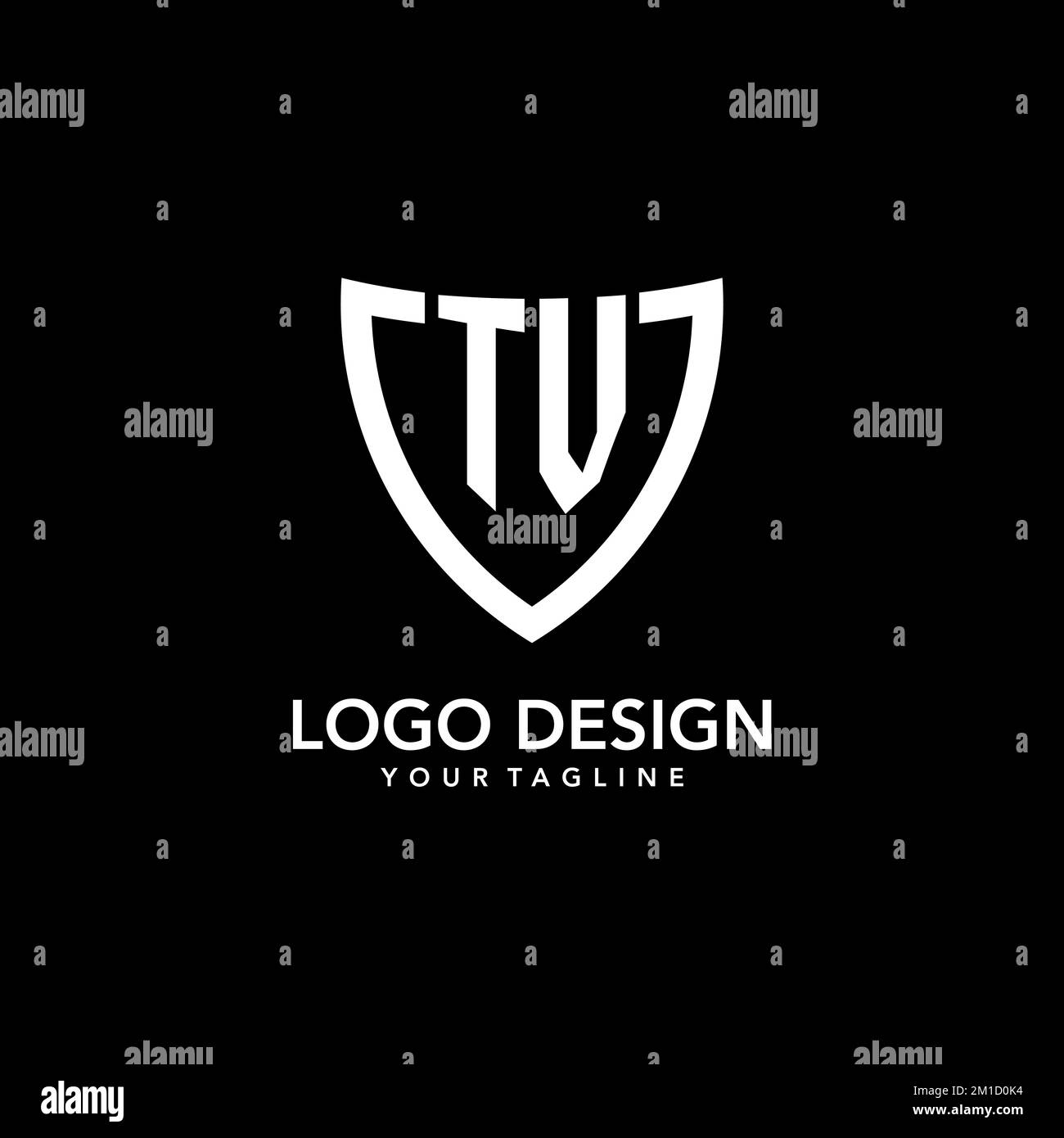 TV monogram initial logo with clean modern shield icon design ...