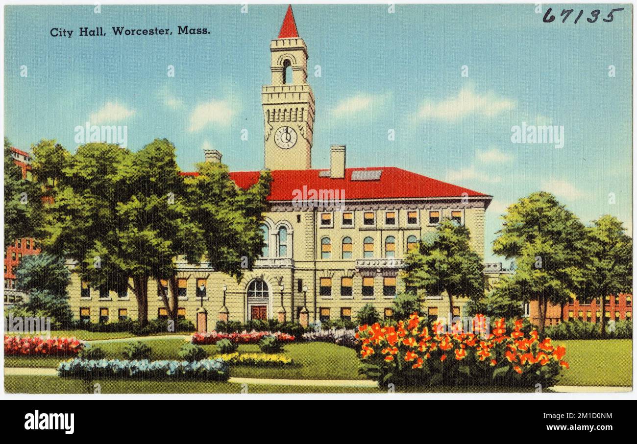 City hall, Worcester, Mass. , City & town halls, Tichnor Brothers ...