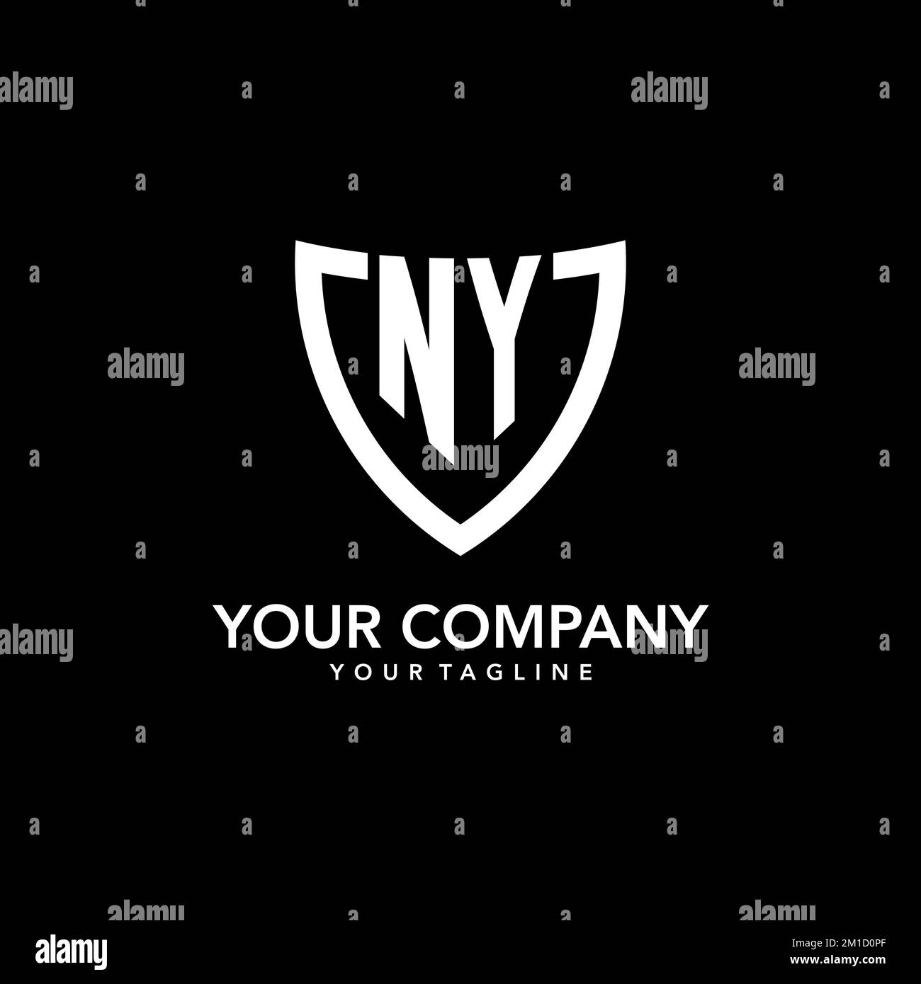 NY monogram initial logo with clean modern shield icon design ...