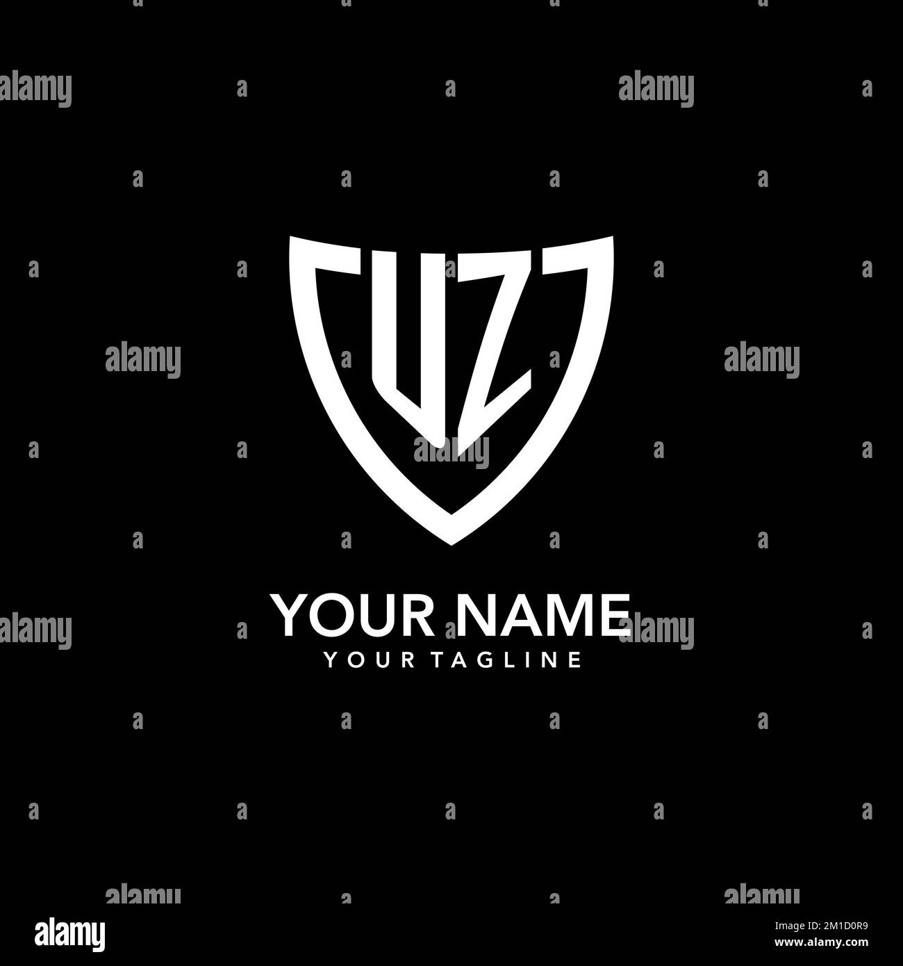 UZ monogram initial logo with clean modern shield icon design ...