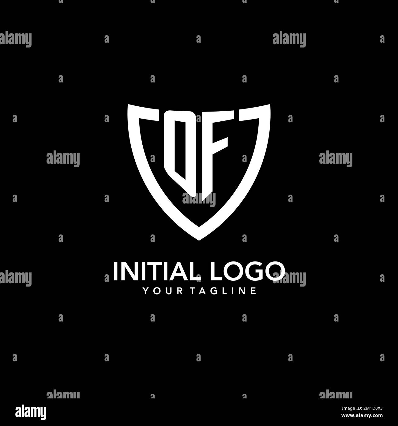 OF monogram initial logo with clean modern shield icon design ...