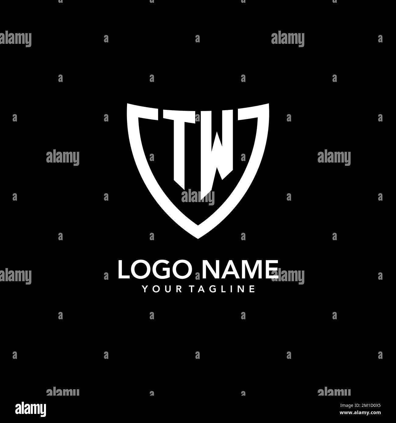TW monogram initial logo with clean modern shield icon design ...