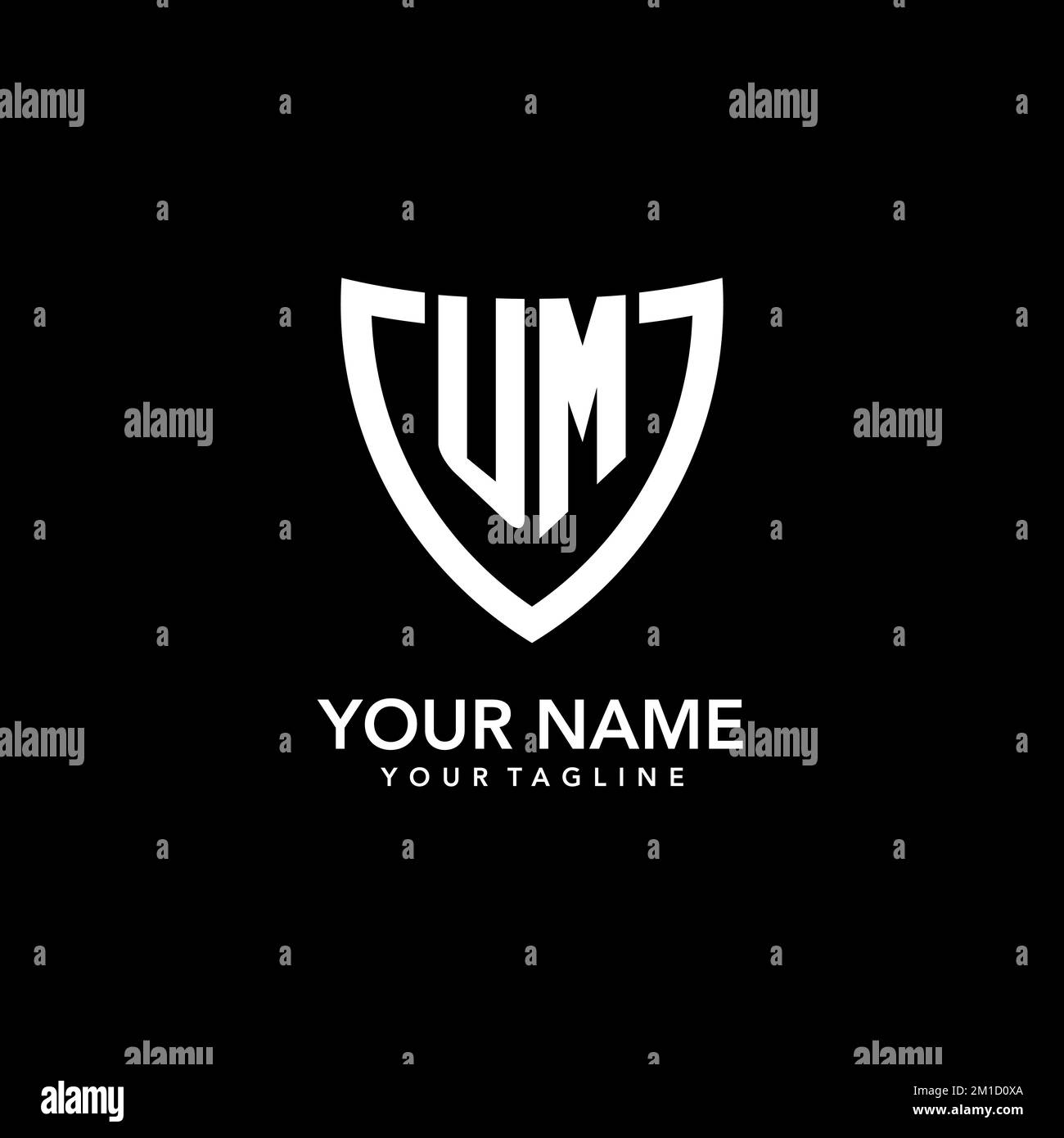 UM monogram initial logo with clean modern shield icon design ...