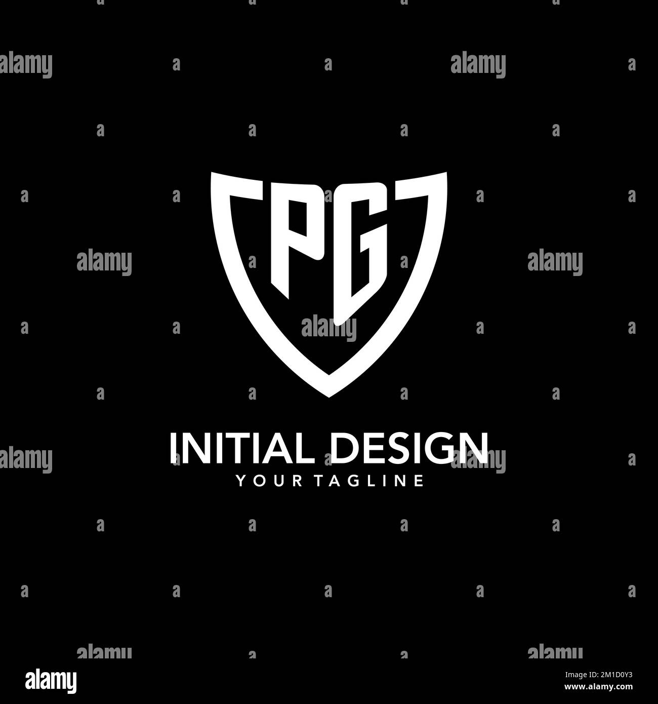 PG monogram initial logo with clean modern shield icon design ...