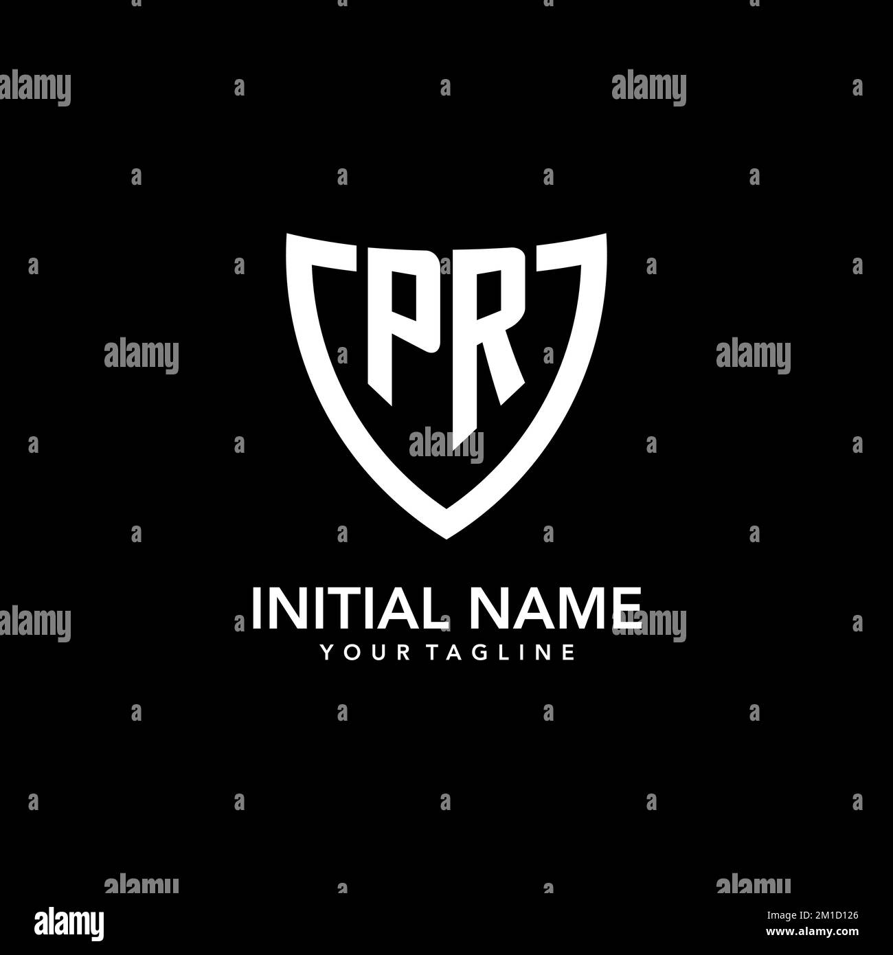 PR monogram initial logo with clean modern shield icon design ...