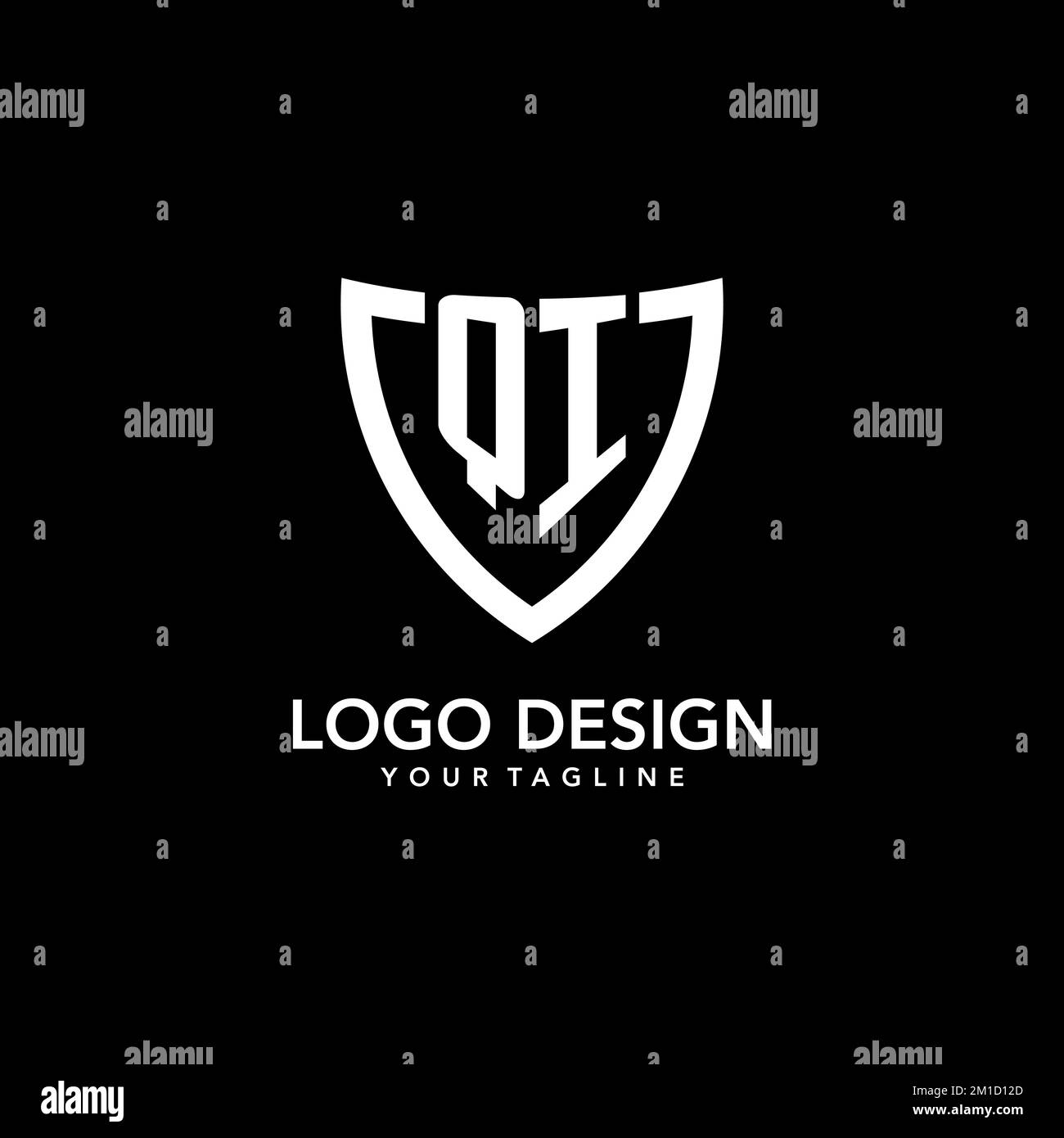 QI monogram initial logo with clean modern shield icon design ...